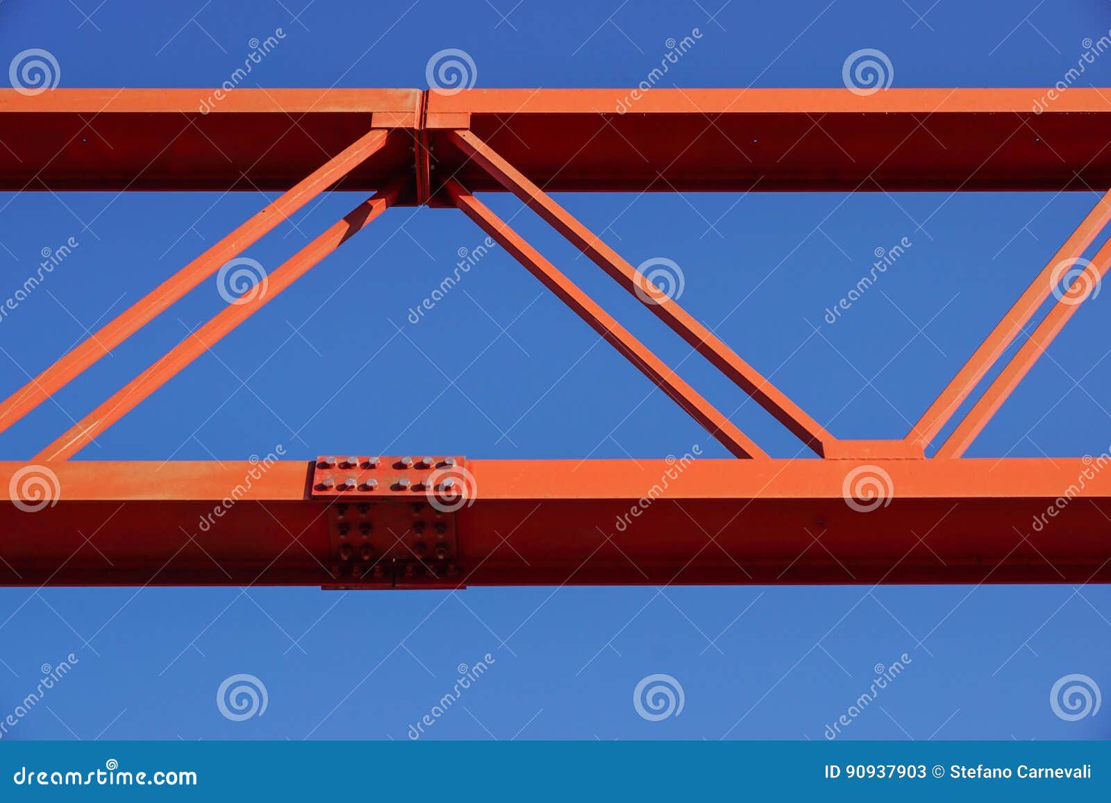 Details of a Red Modern Bridge Design and Structure Stock Image - Image ...