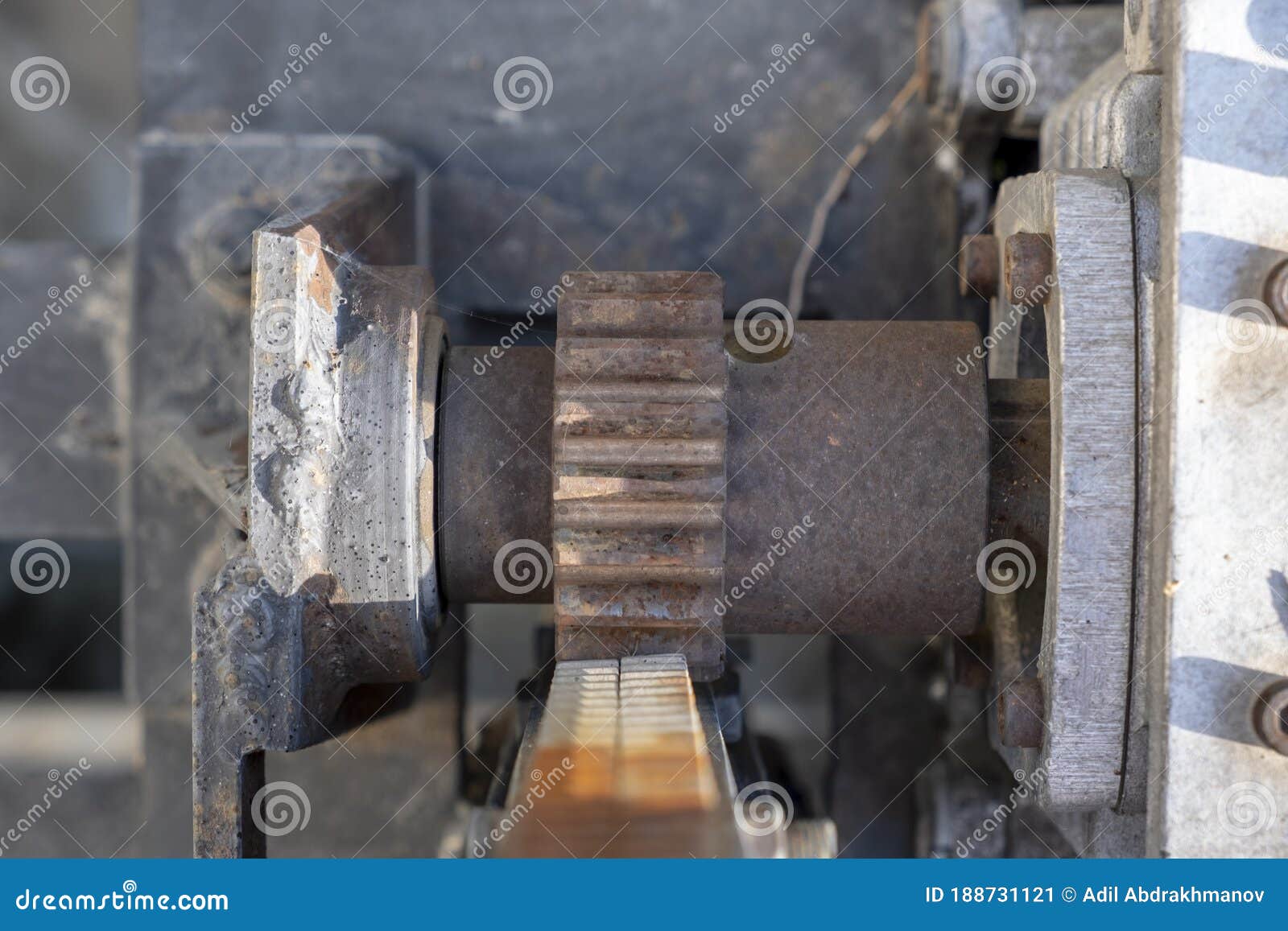 Details of Rusty Gear, Rack and Pinion. Stock Image - Image of ...