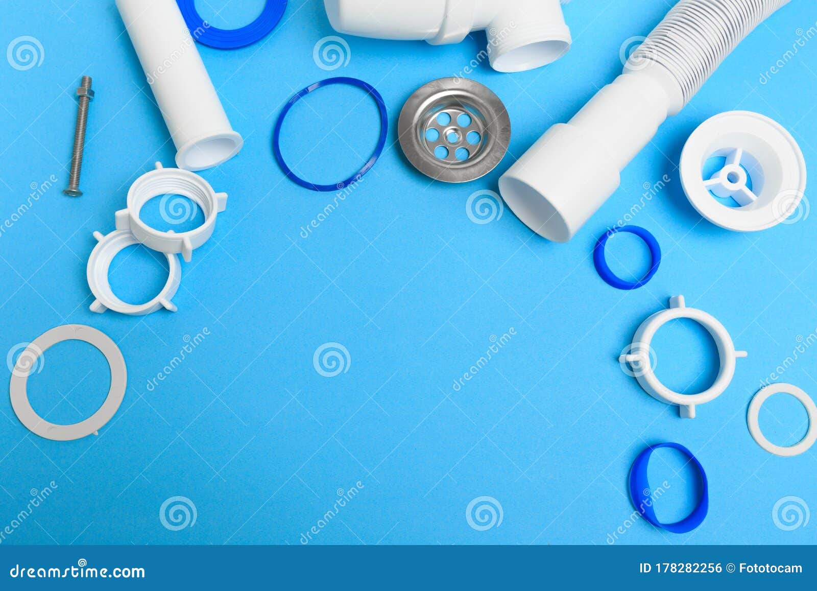 Details Siphon Kitchen Sink on Blue Background - Image Stock Photo ...