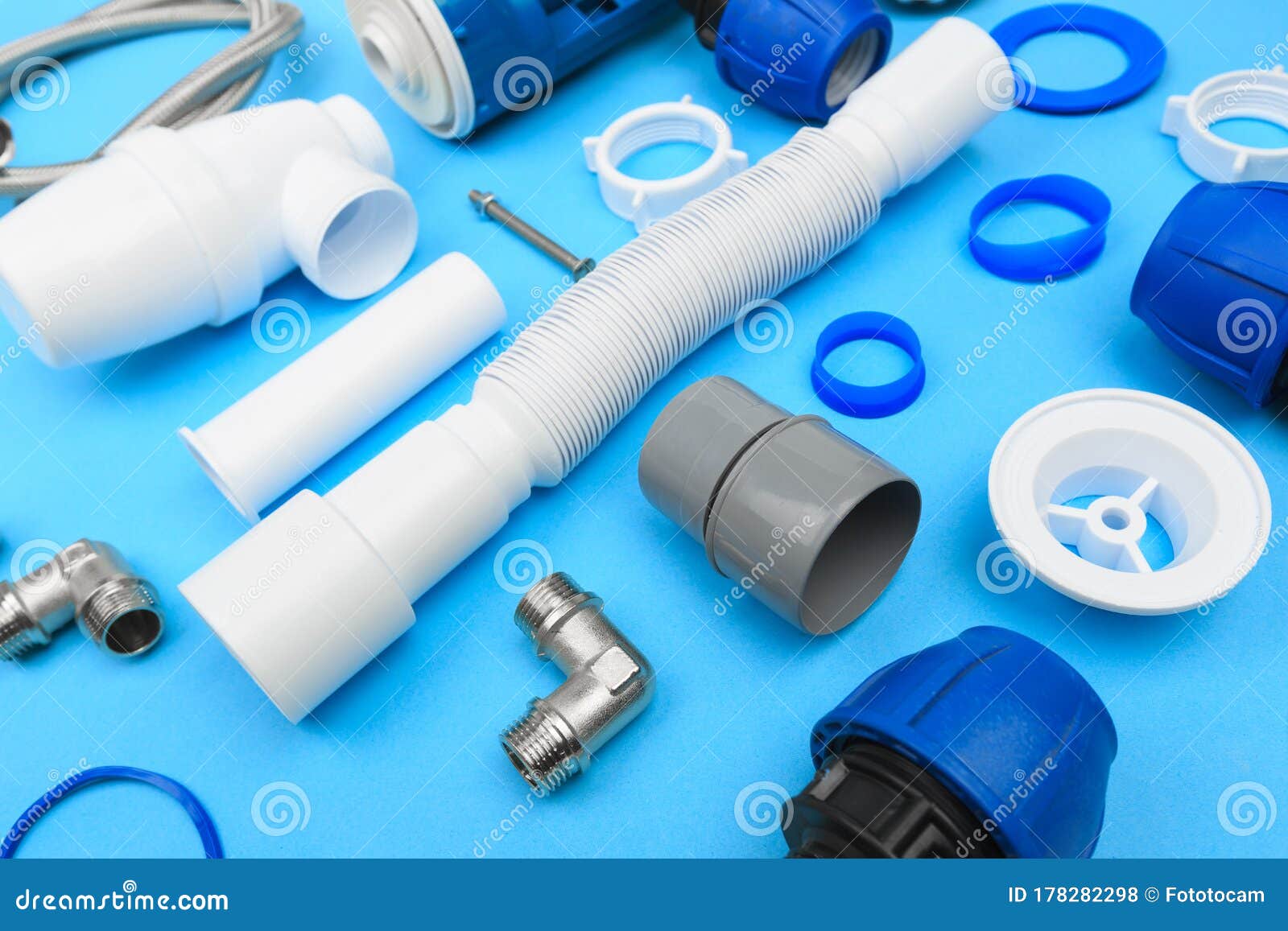 Details Siphon Kitchen Sink on Blue Background - Image Stock Photo ...