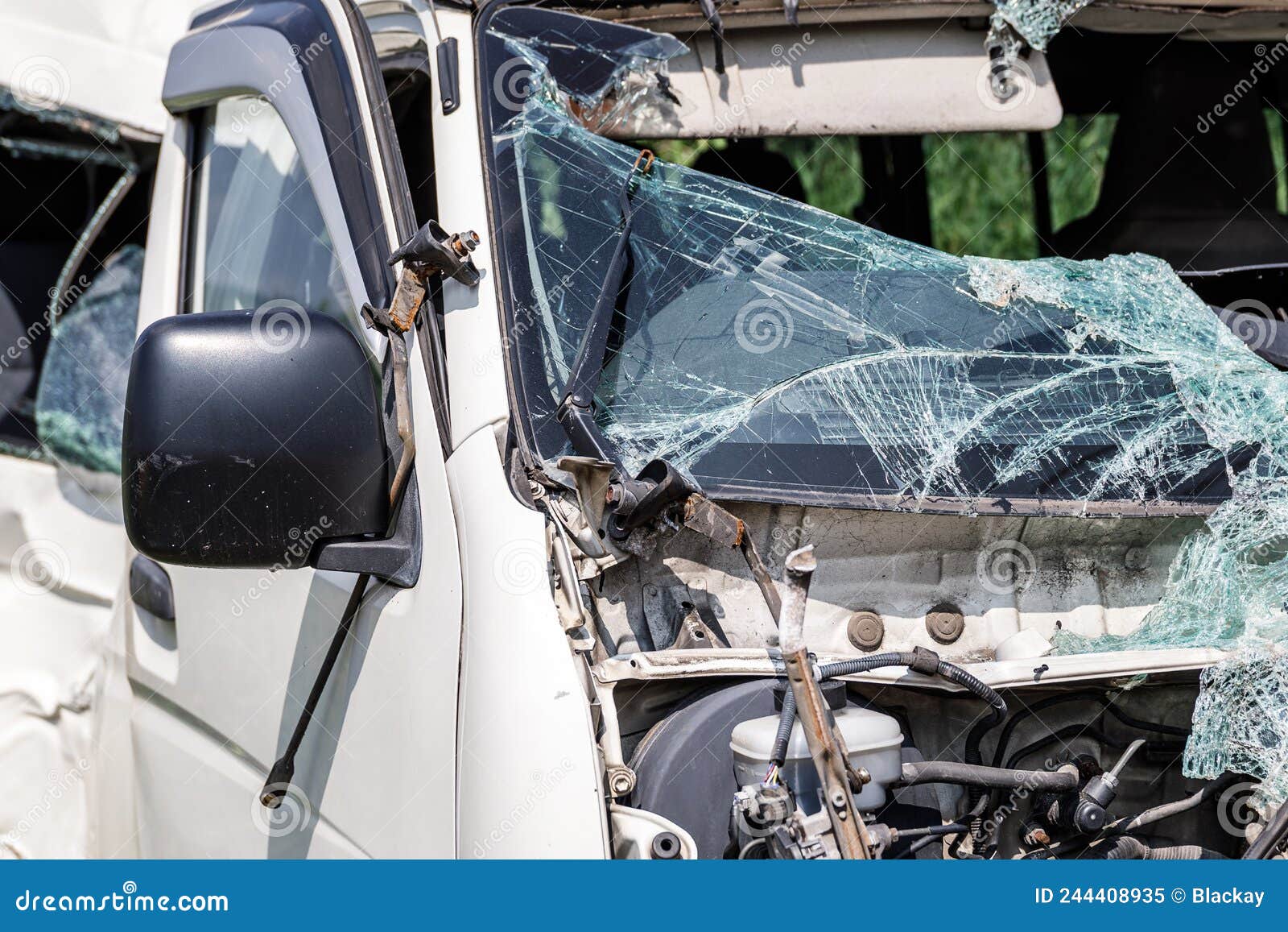 Details of the Smashed Minivan after Serious Car Accident Stock Image ...