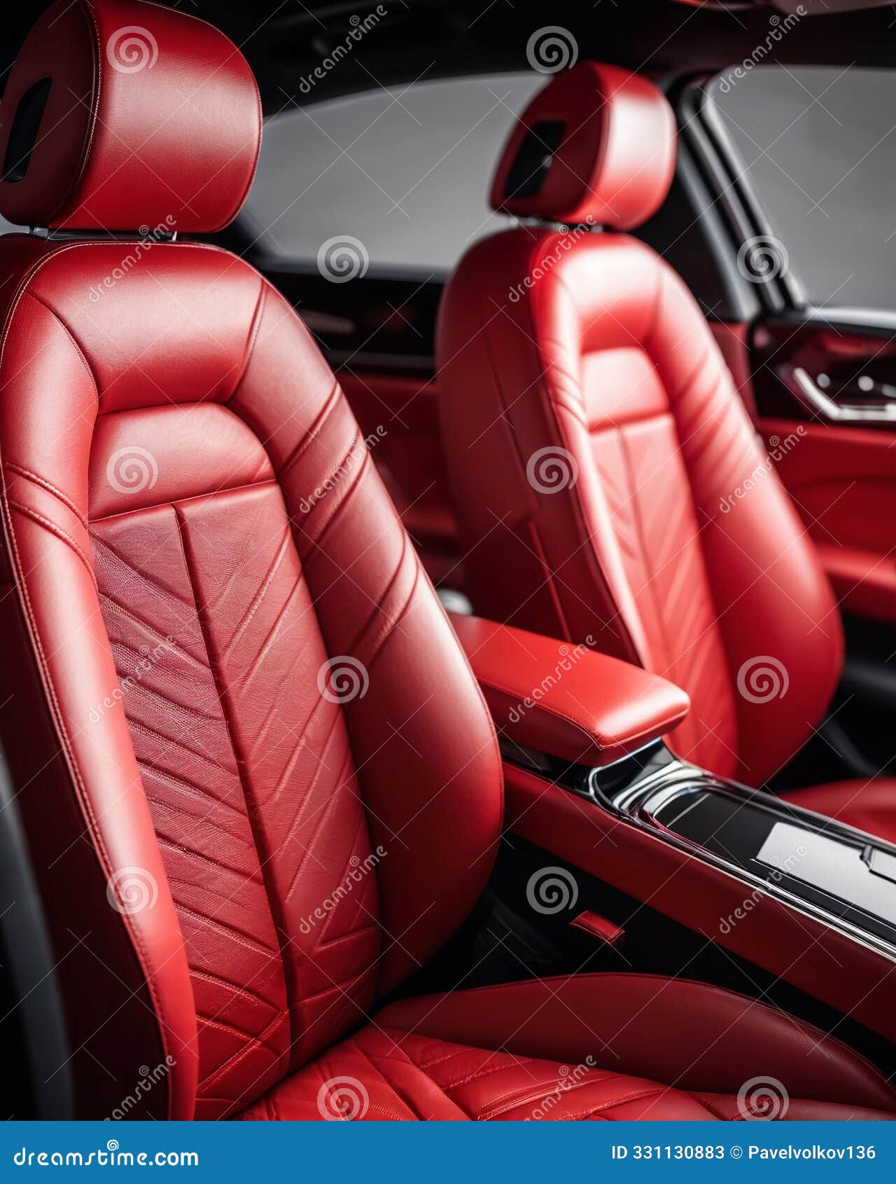 Details of a Stylish Red and Black Leather Car Seat Stock Image - Image ...