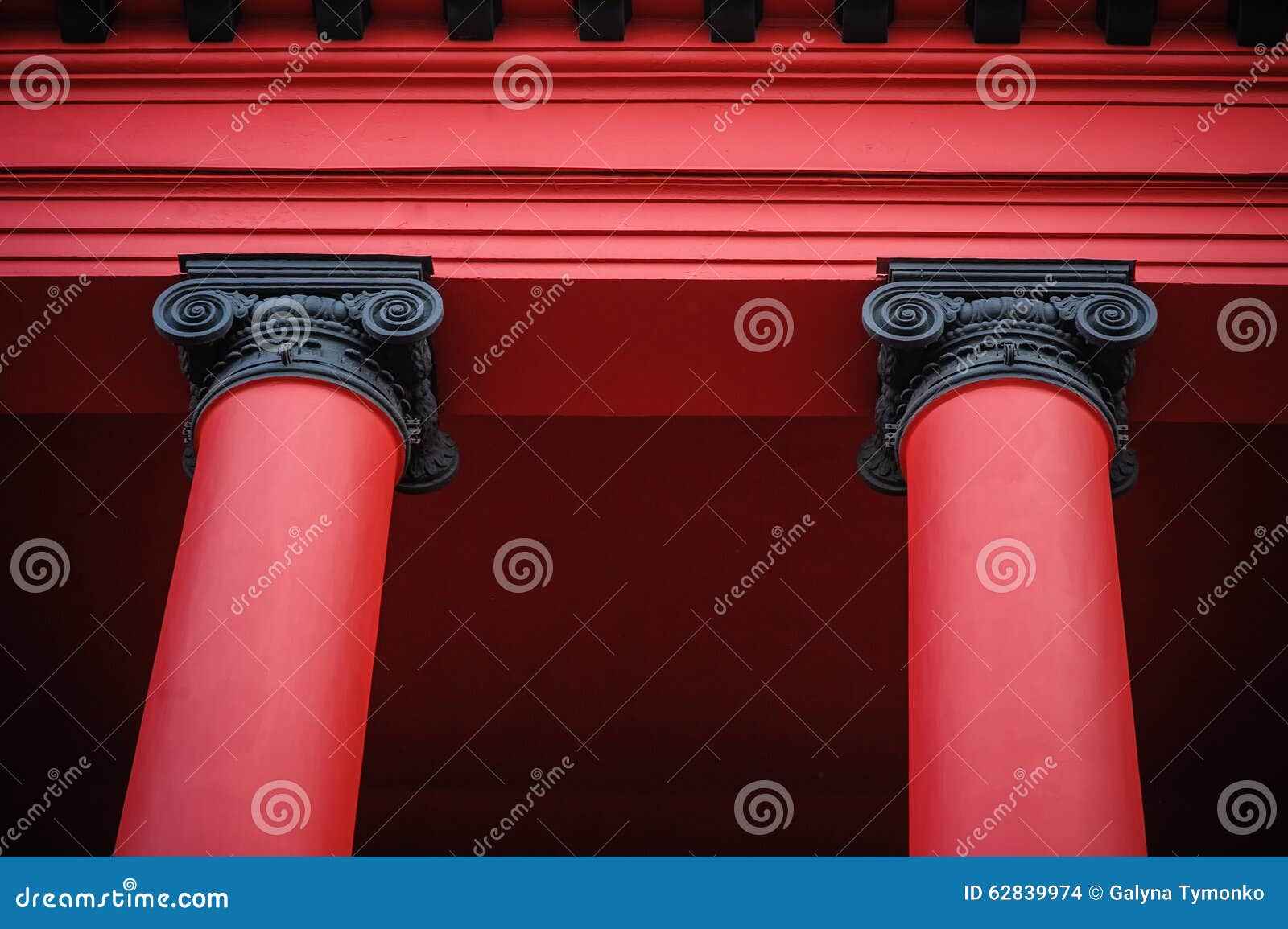 Details of Two Beautiful Red Columns Supporting Roof of Old Red ...