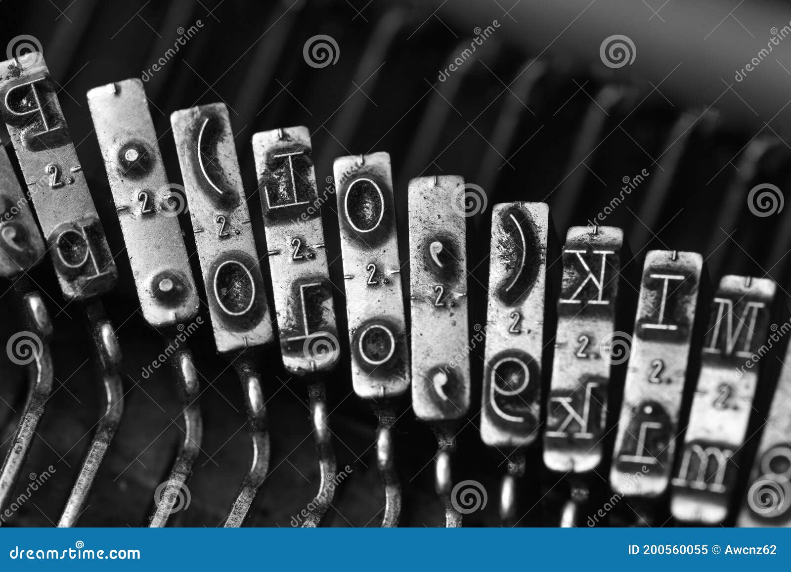 Details of Typewriter Hammers Stock Image - Image of steel, fraction ...
