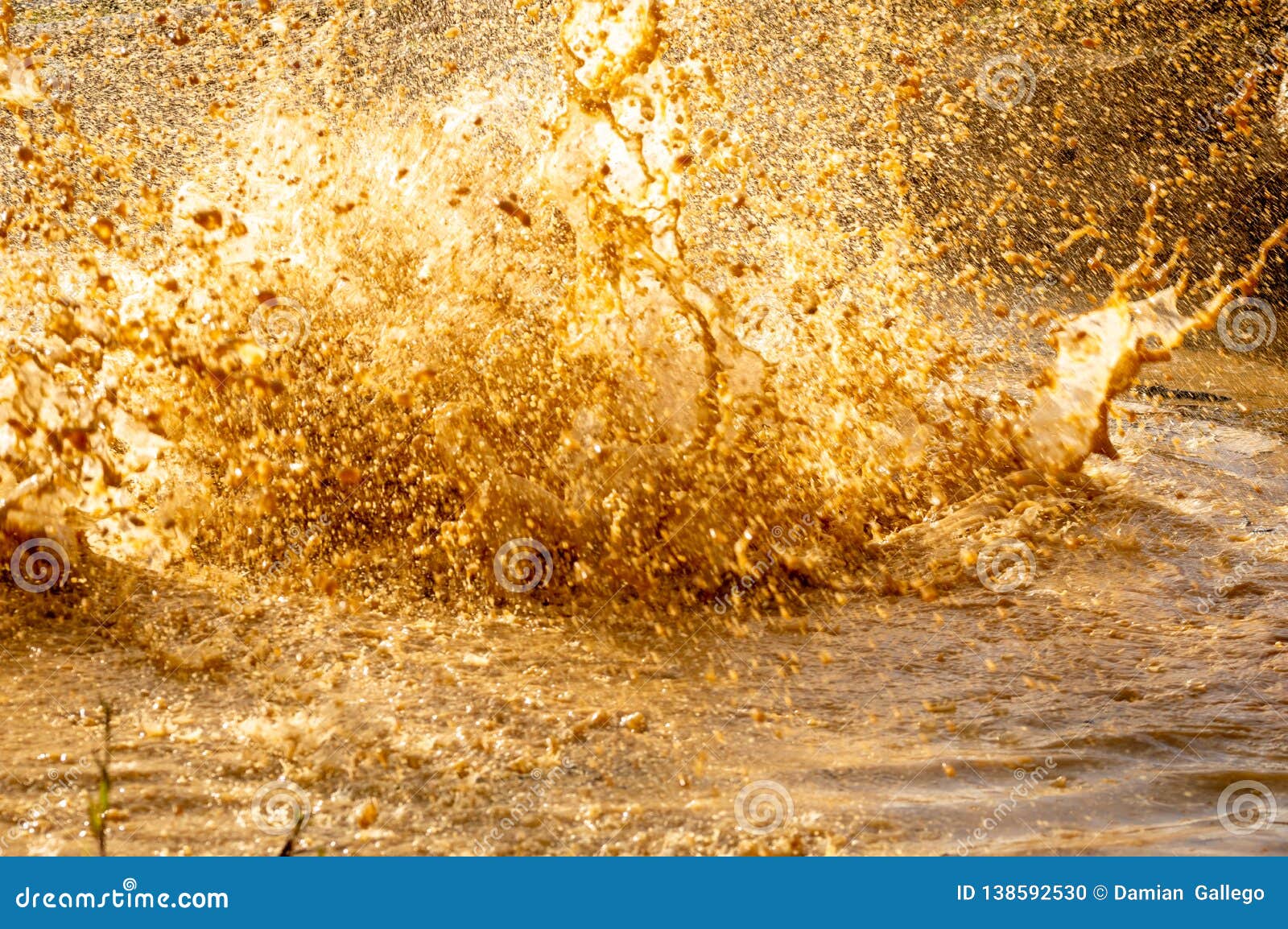 Details of Water Drops and Mud from a Splash in a Puddle in an Obstacle ...
