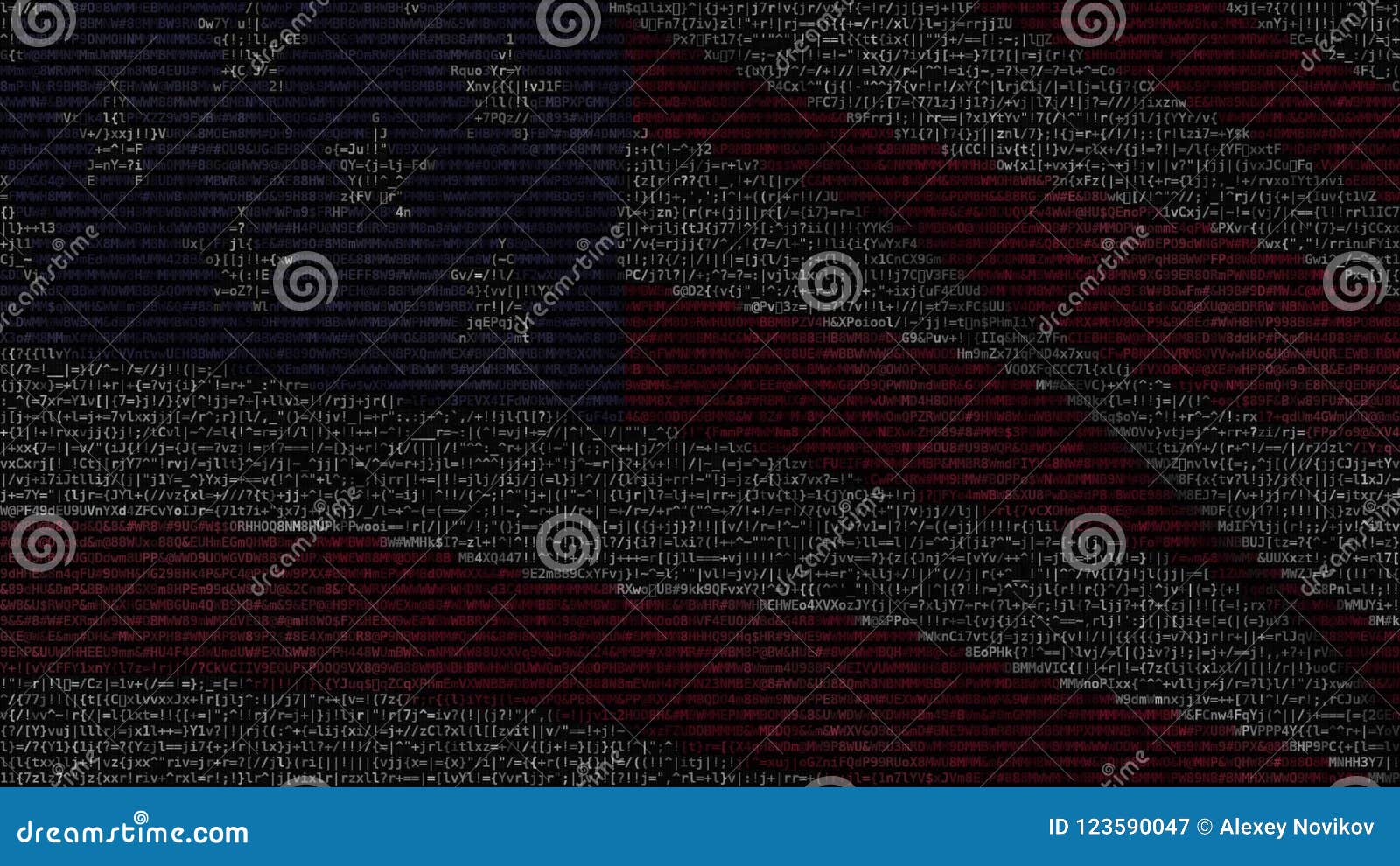 Details of Waving American Flag Made of Text Symbols. Conceptual 3D ...