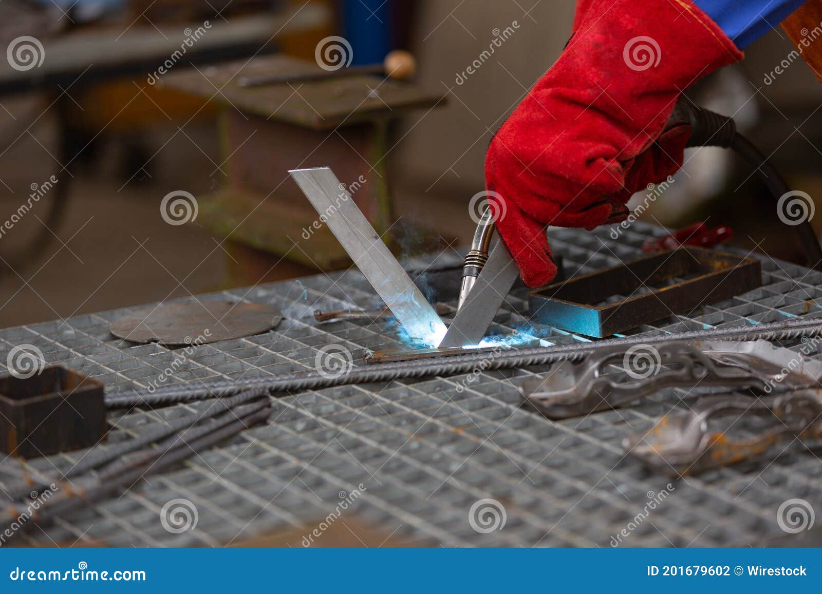 Details of Welding Activities - a Welder is Welding Steel Compon Stock ...