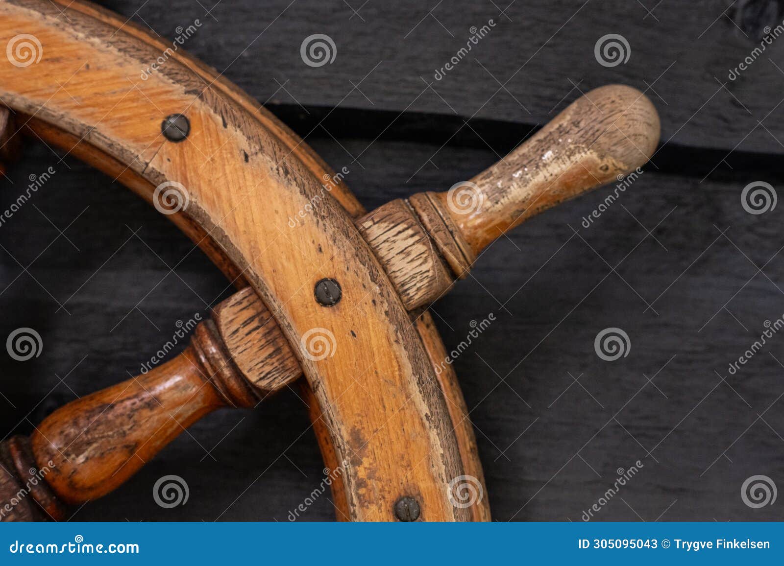Details of a Wooden Ship Steering Wheel.. Stock Image - Image of white ...