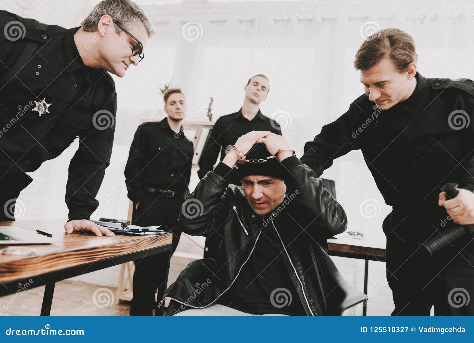 Detainee Arresting In Police Department Office Stock Image Image Of