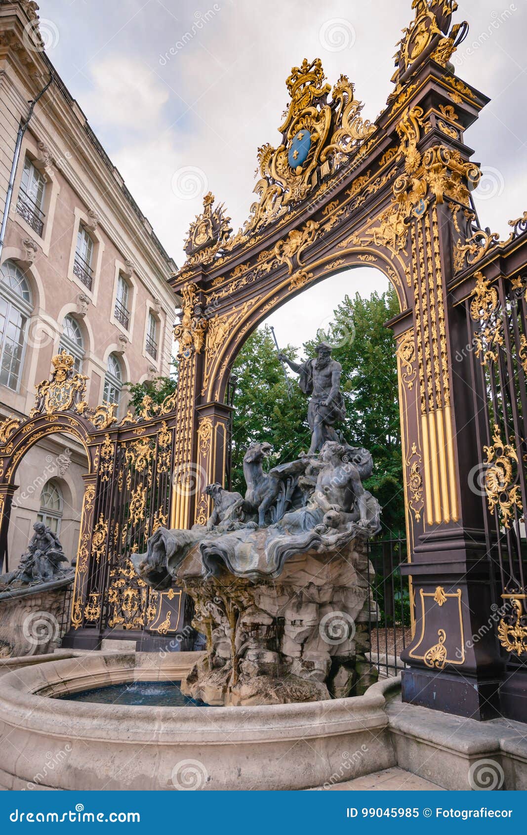 Detalhes Do Quadrado De Cidade Em Nancy Com Suas Cerca E FO Douradas ...
