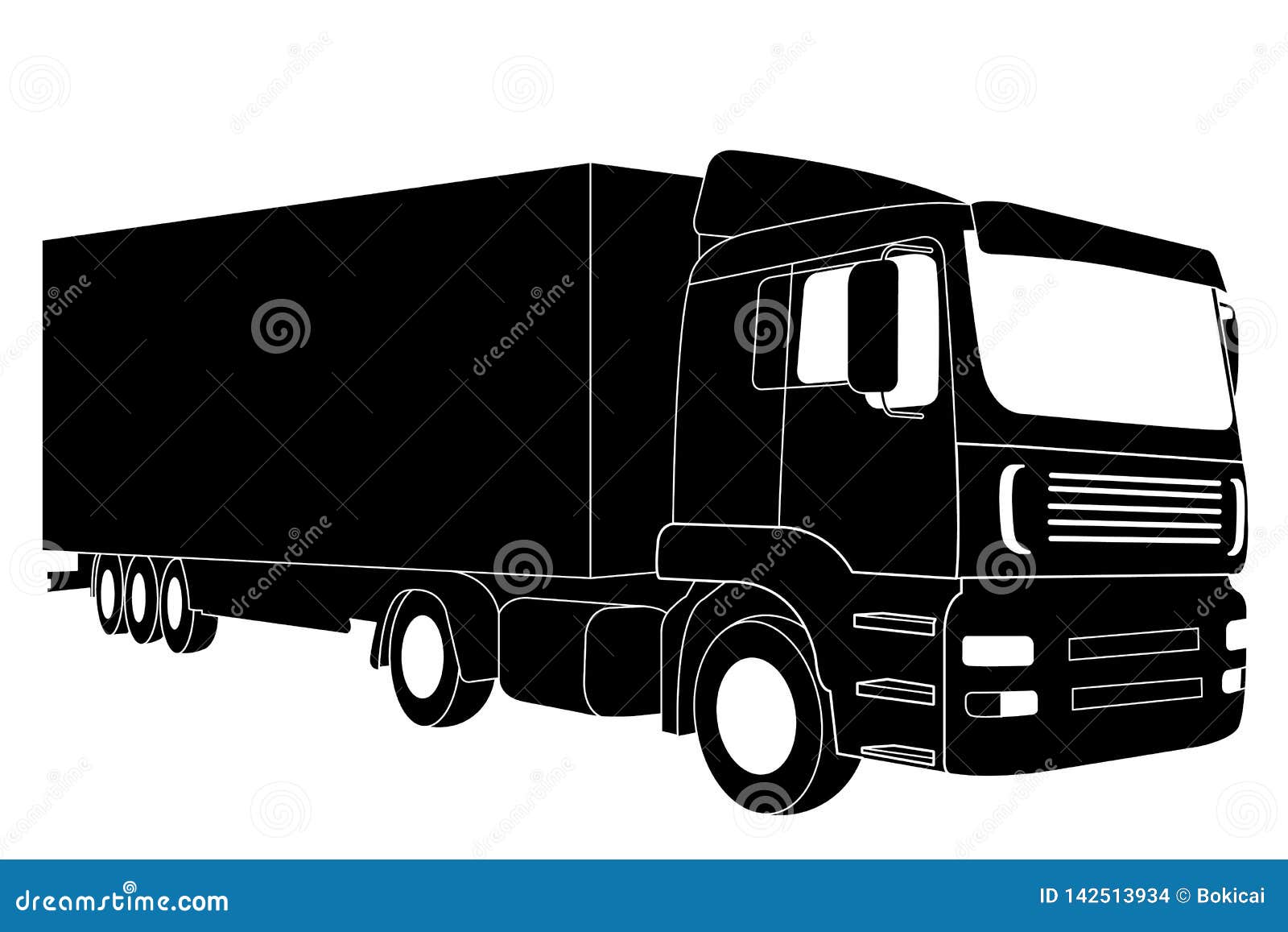 Detaljerad lastbilkontur vektor illustrationer. Illustration av ...