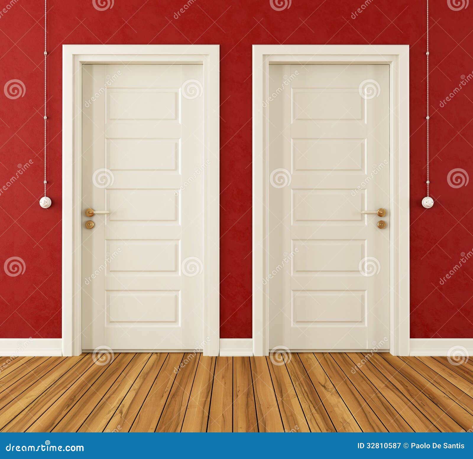 Detalle De Dos Puertas Blancas Stock de ilustración - Ilustración de ...