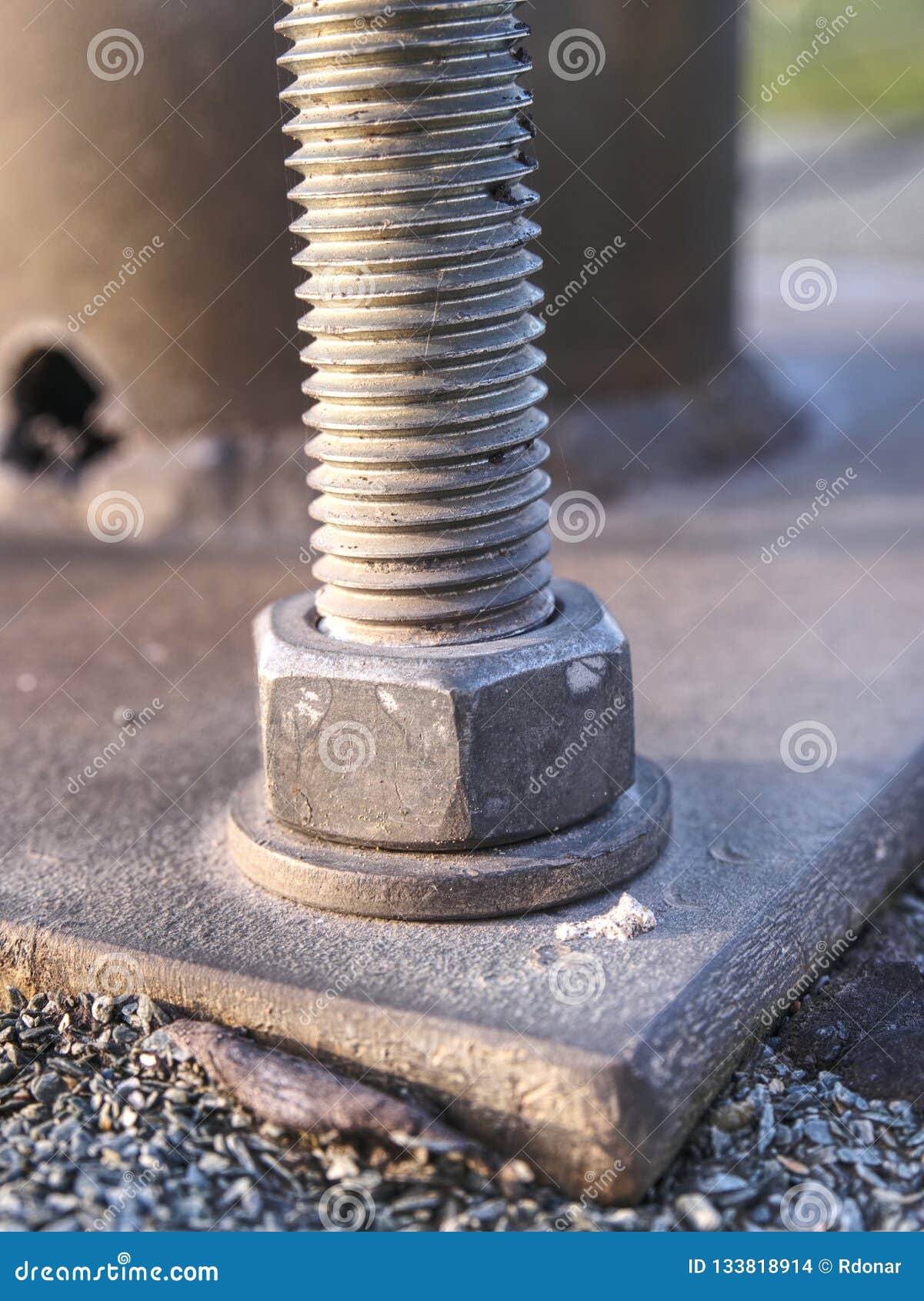 Detalle De Pernos Placa De Acero Basada En El Ancla Foto de archivo ...