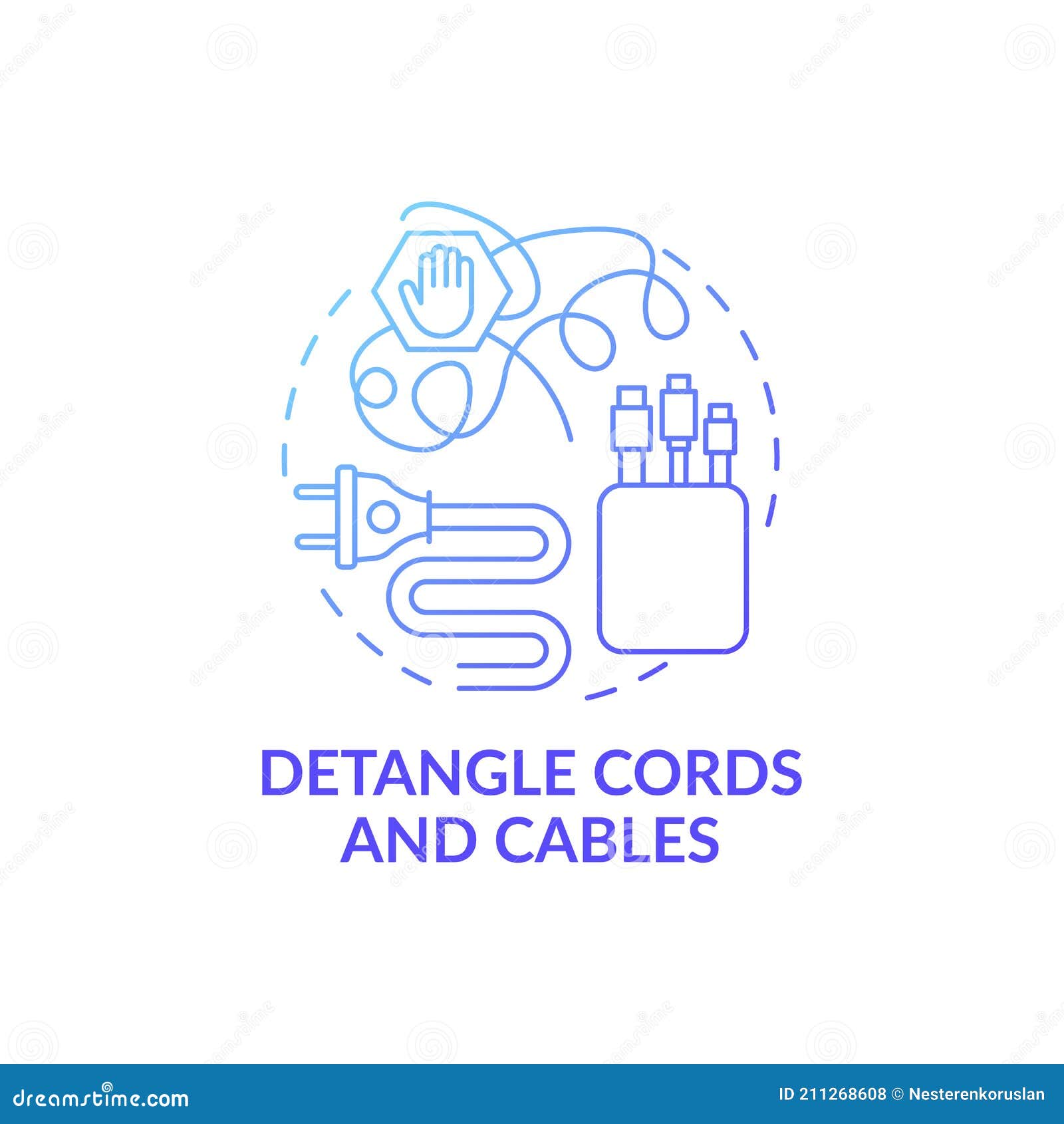 Detangle Cords and Cables Blue Gradient Concept Icon Stock Vector ...