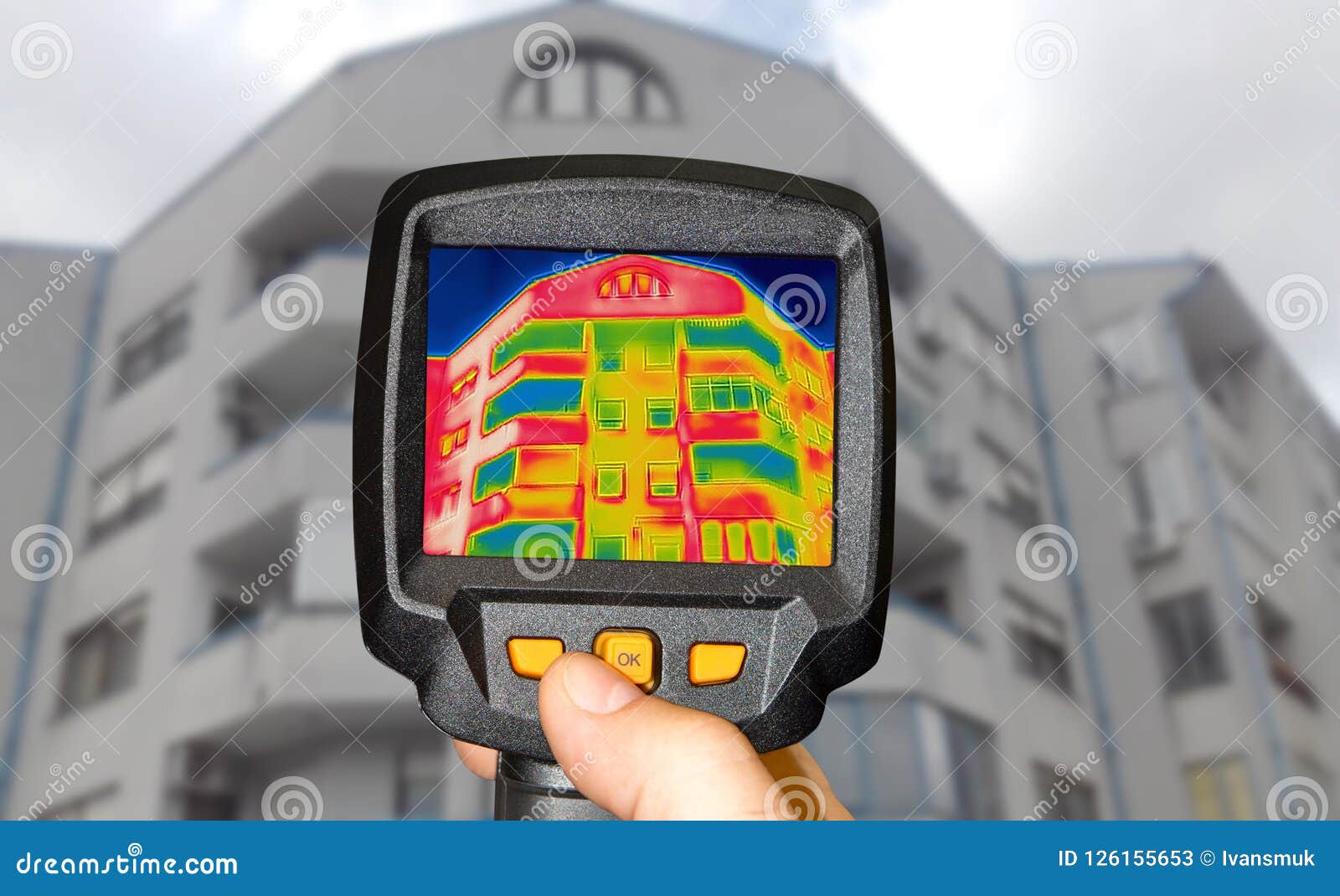 Detecting Heat Loss Outside Building Using Thermal Came Stock Image ... Detecting Heat Loss Outside Building Using Thermal Came Stock Image ...