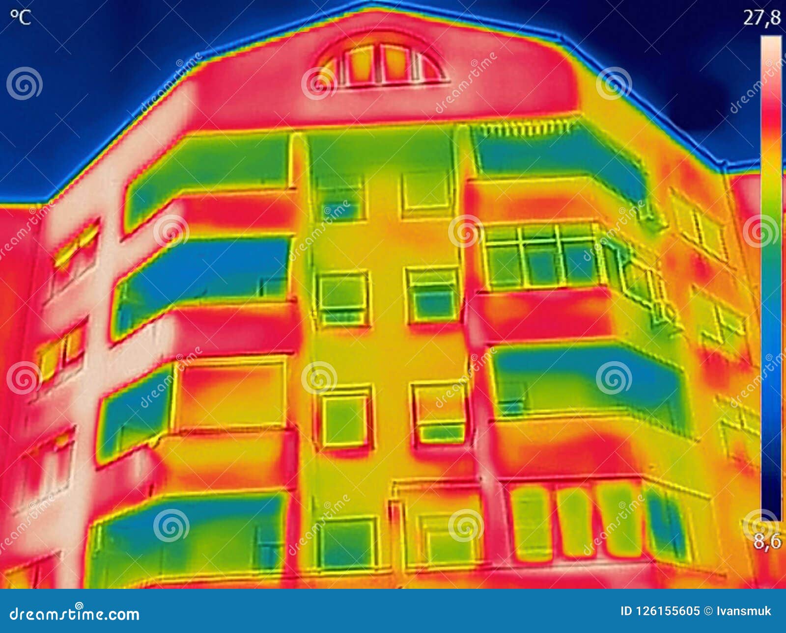 Detecting Heat Loss Outside Building Using Thermal Came Stock Image ...