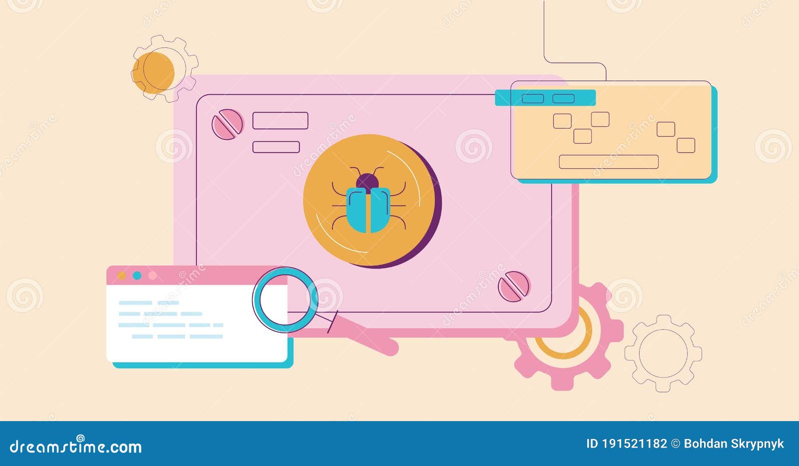 Detection Bug Illustration. Software Warning about Harmful Virus ...