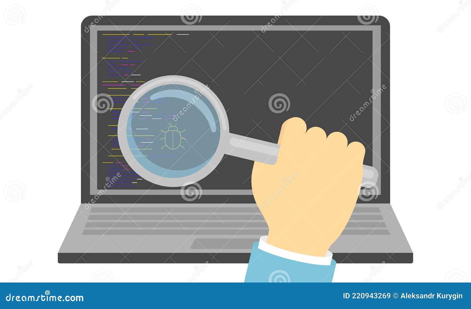 Detection of Errors in the Program Code. Stock Vector - Illustration of ...