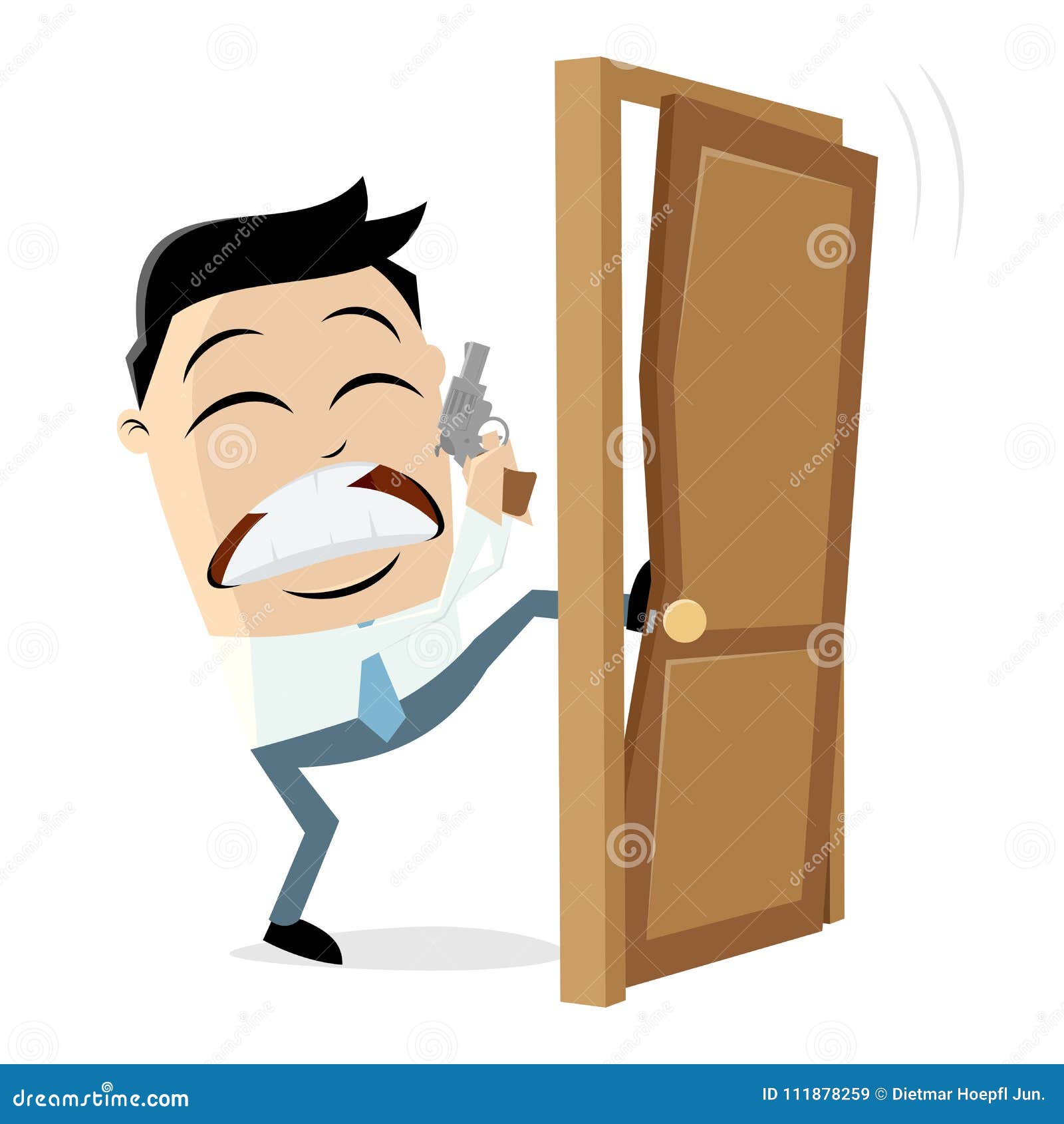 Detective Breaking the Door Stock Vector - Illustration of detective ...