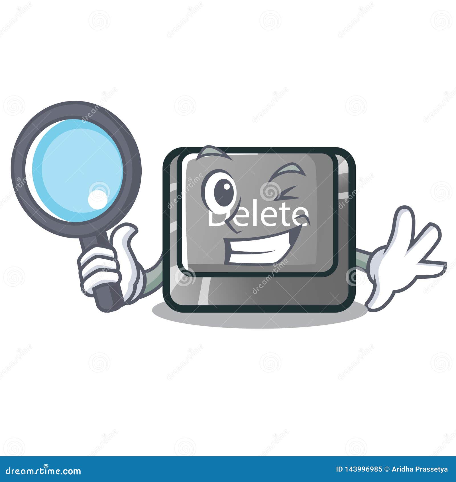 Detective Cartoon Delete Button Located on Keyboard Stock Vector ...