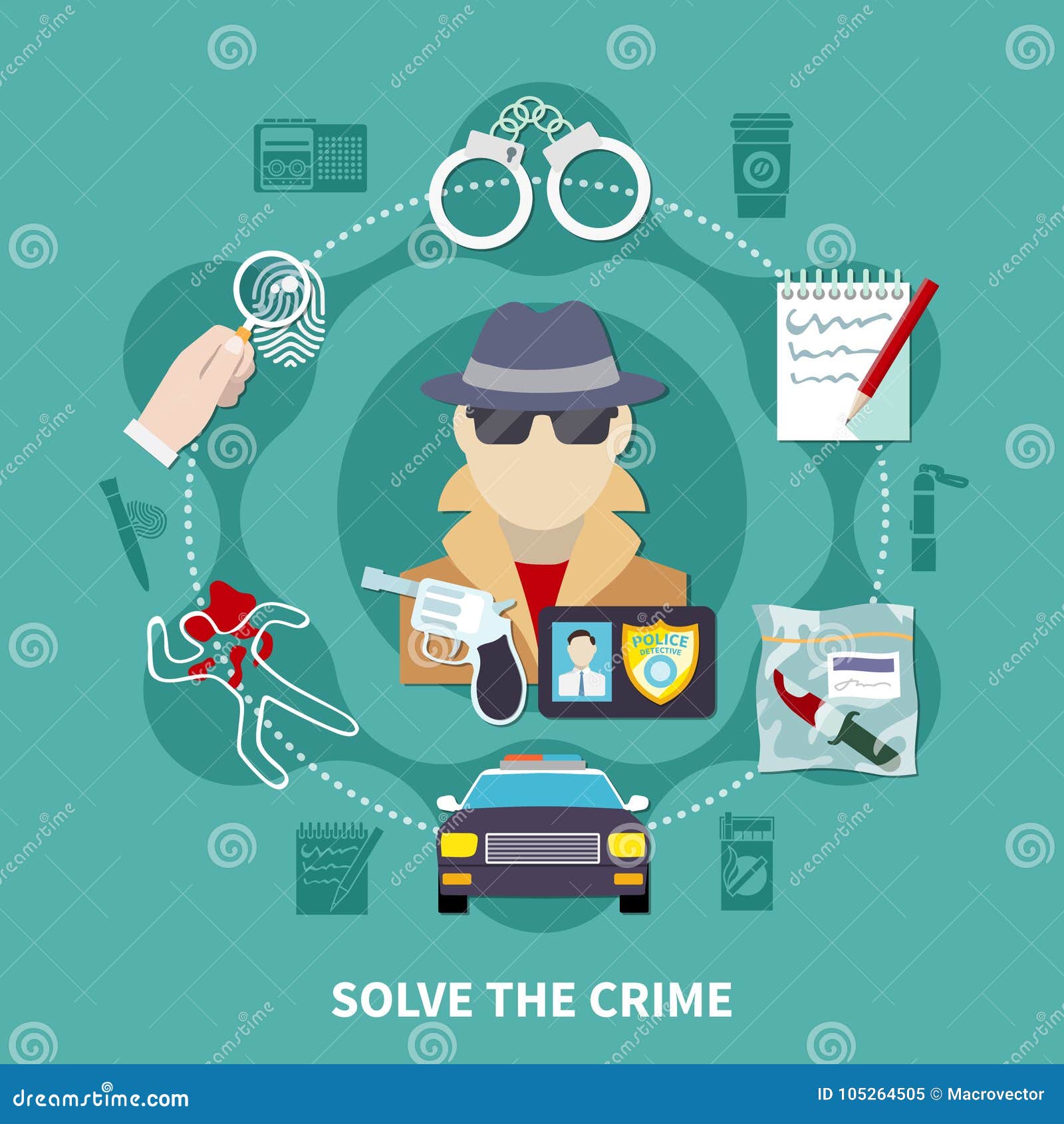 Detective Colored Composition Stock Vector - Illustration of detective ...