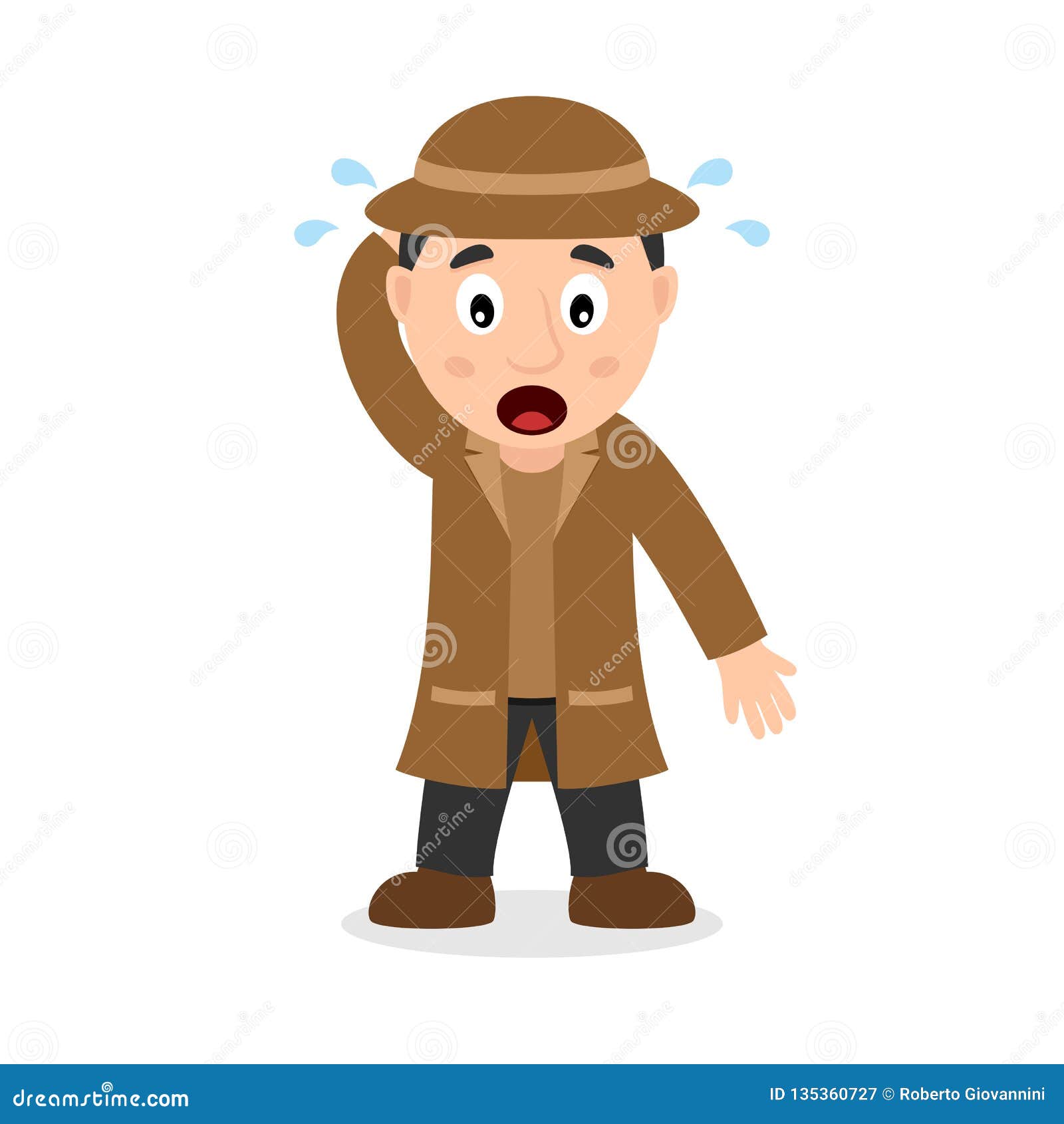 Detective Confuso Cartoon Character Ilustración del Vector ...