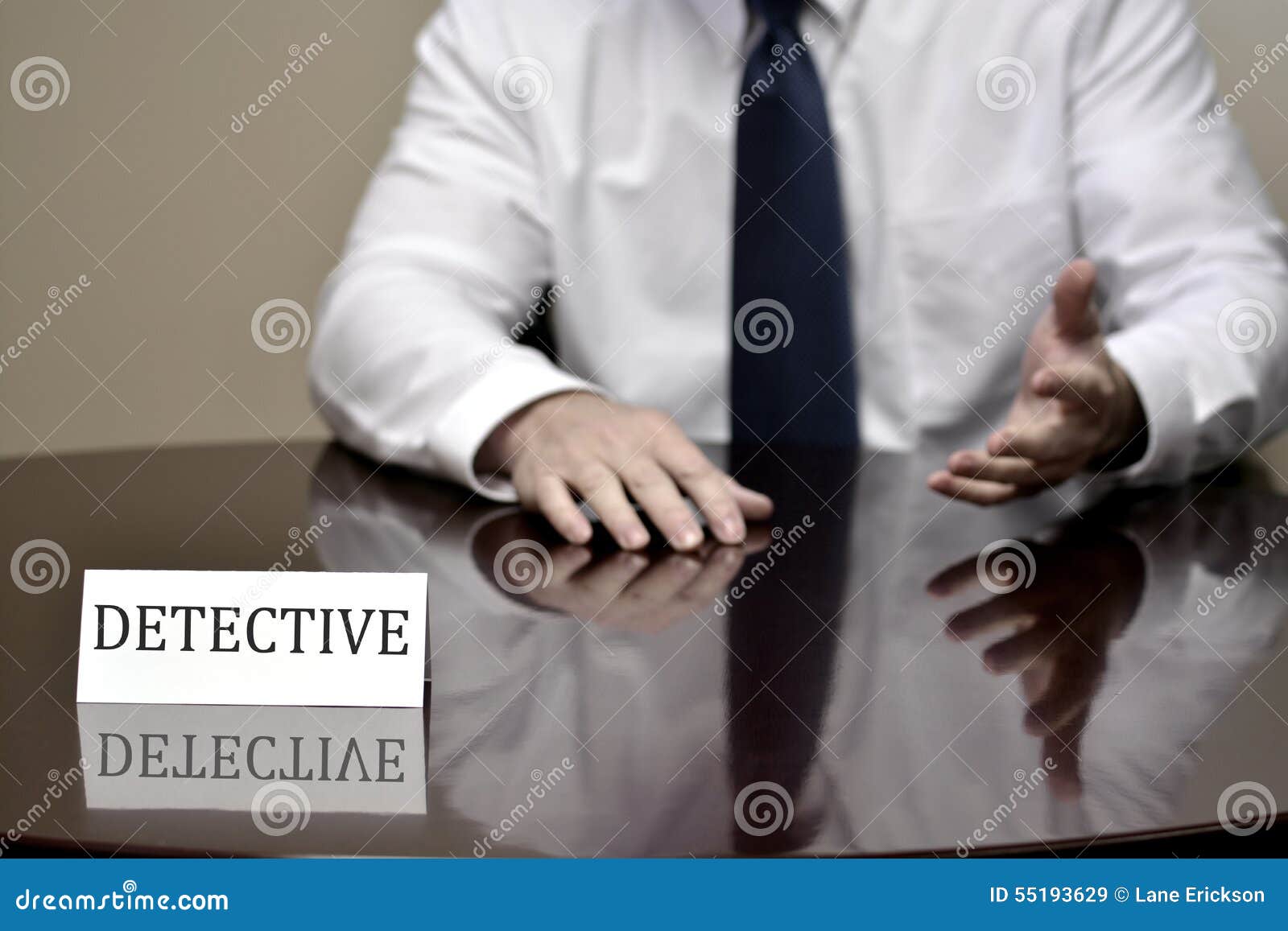 Detective at Desk with Name Sign Stock Image - Image of discovery ...