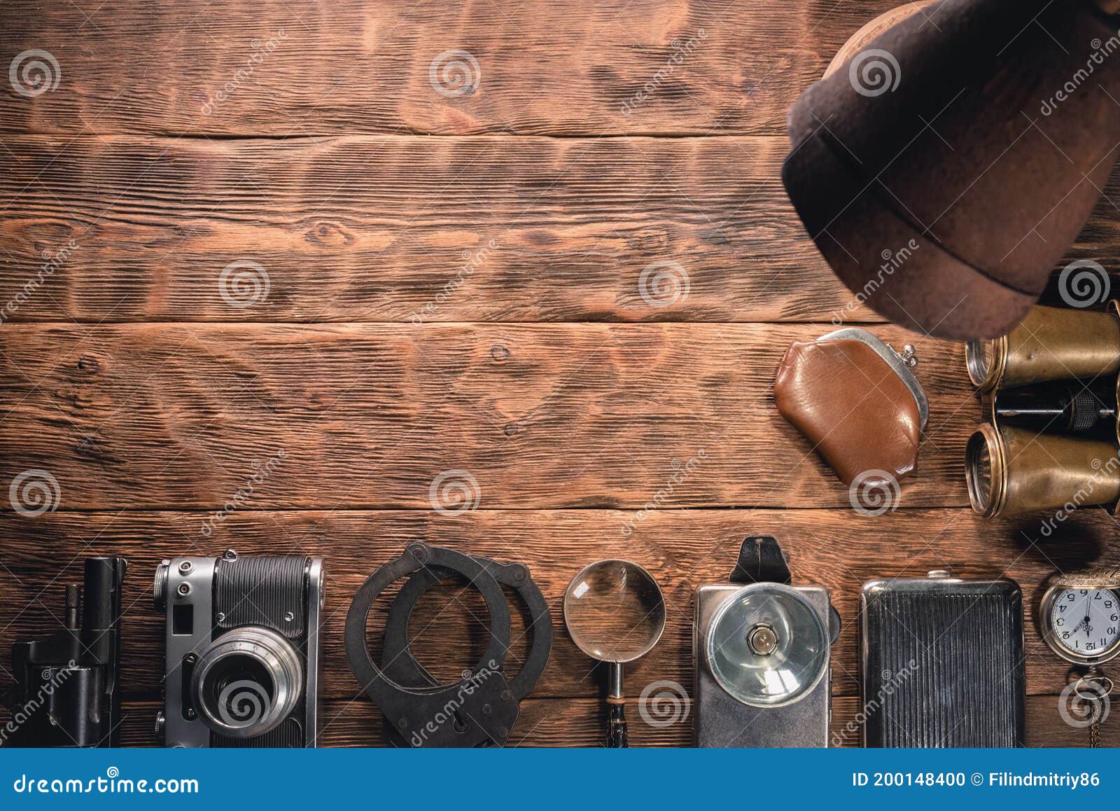 Detective desk stock photo. Image of glass, espionage - 200148400