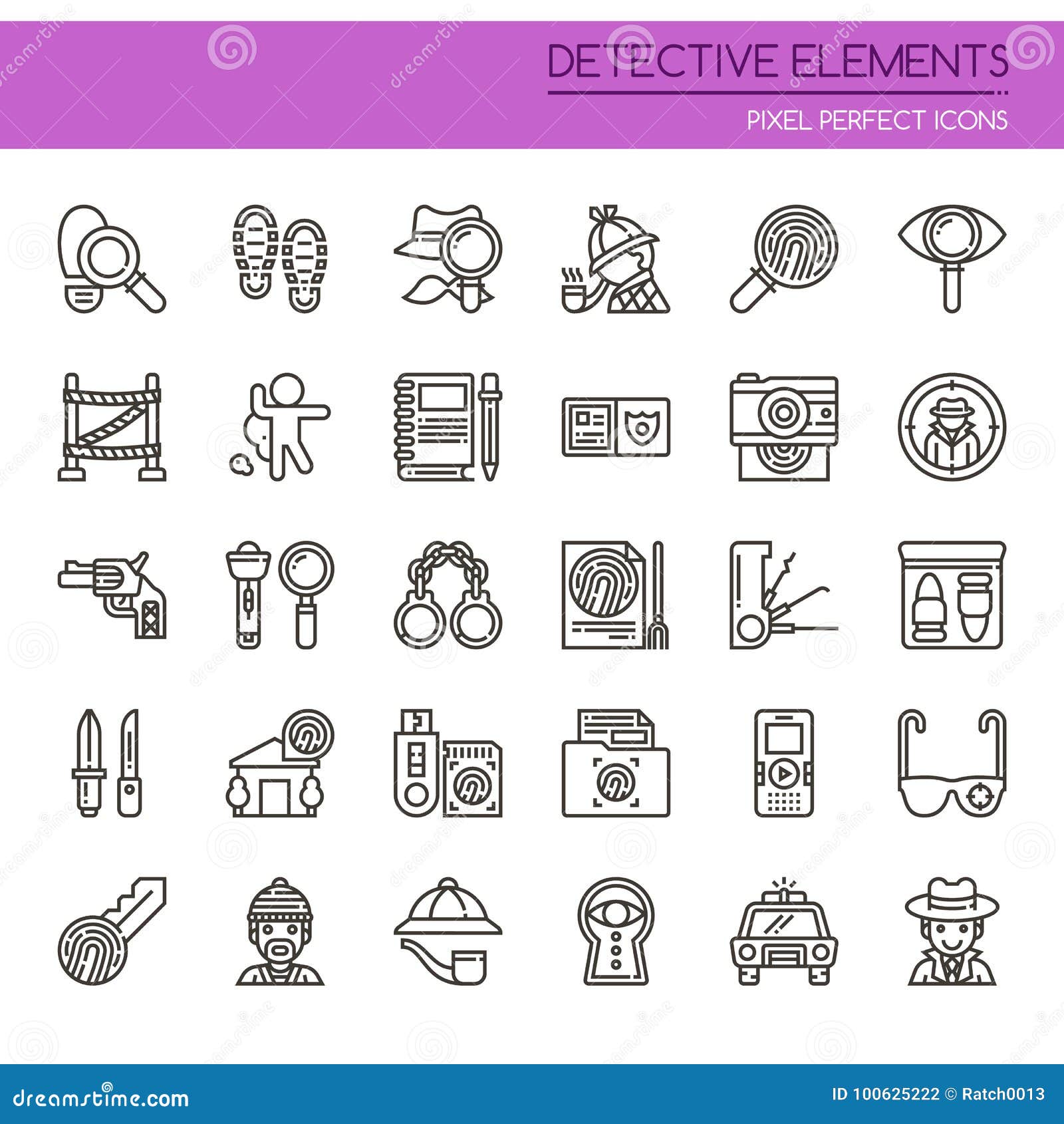 Detective Elements stock vector. Illustration of inspector - 100625222