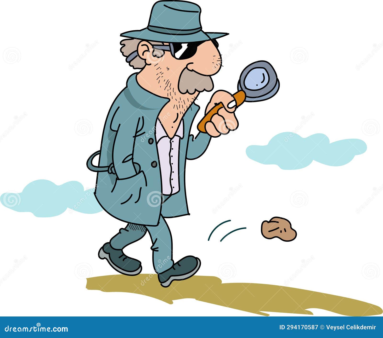 Detective Examining with His Lens Stock Vector - Illustration of agency ...