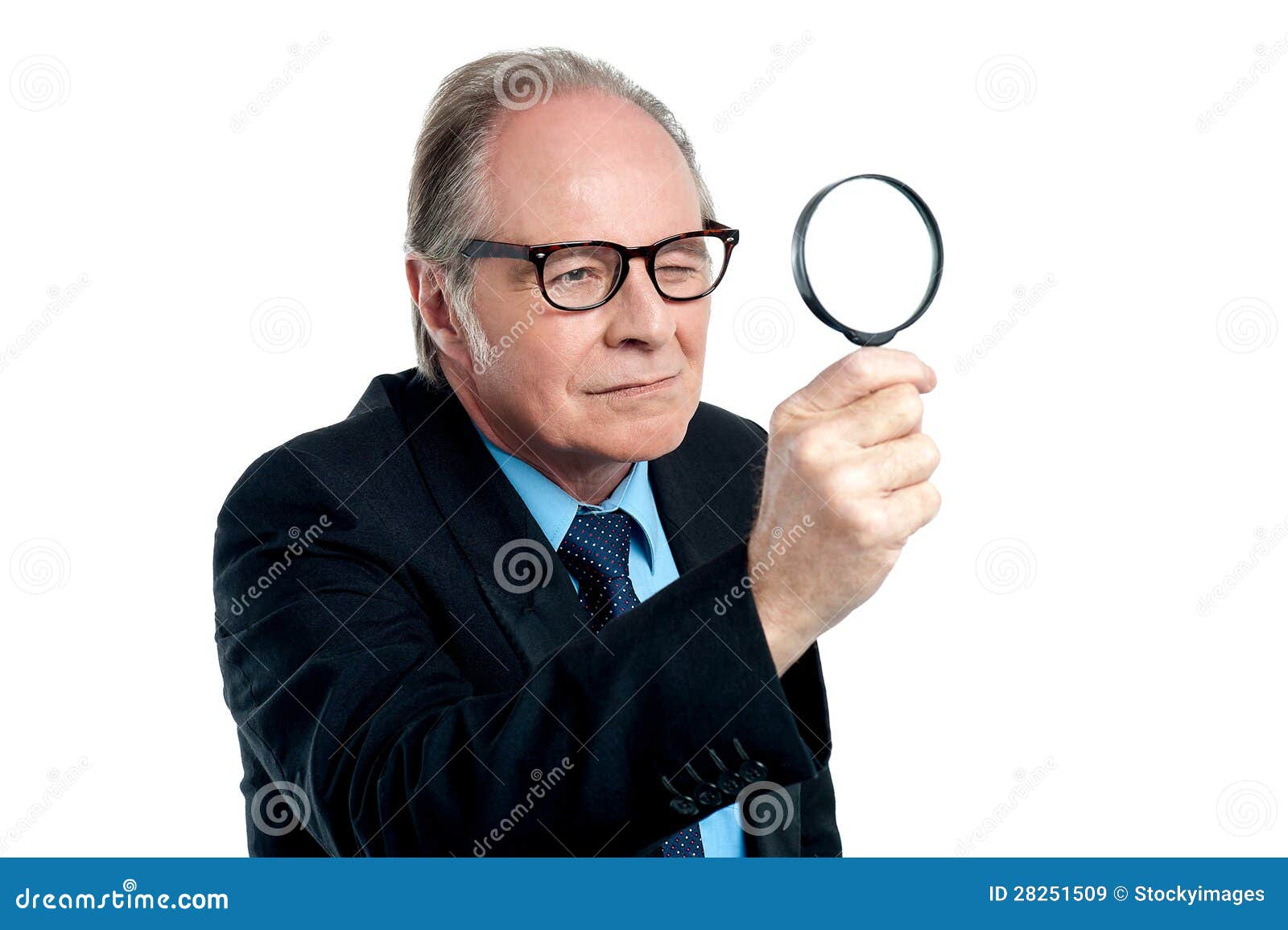 Detective Exploring through a Magnifying Glass Stock Image - Image of ...