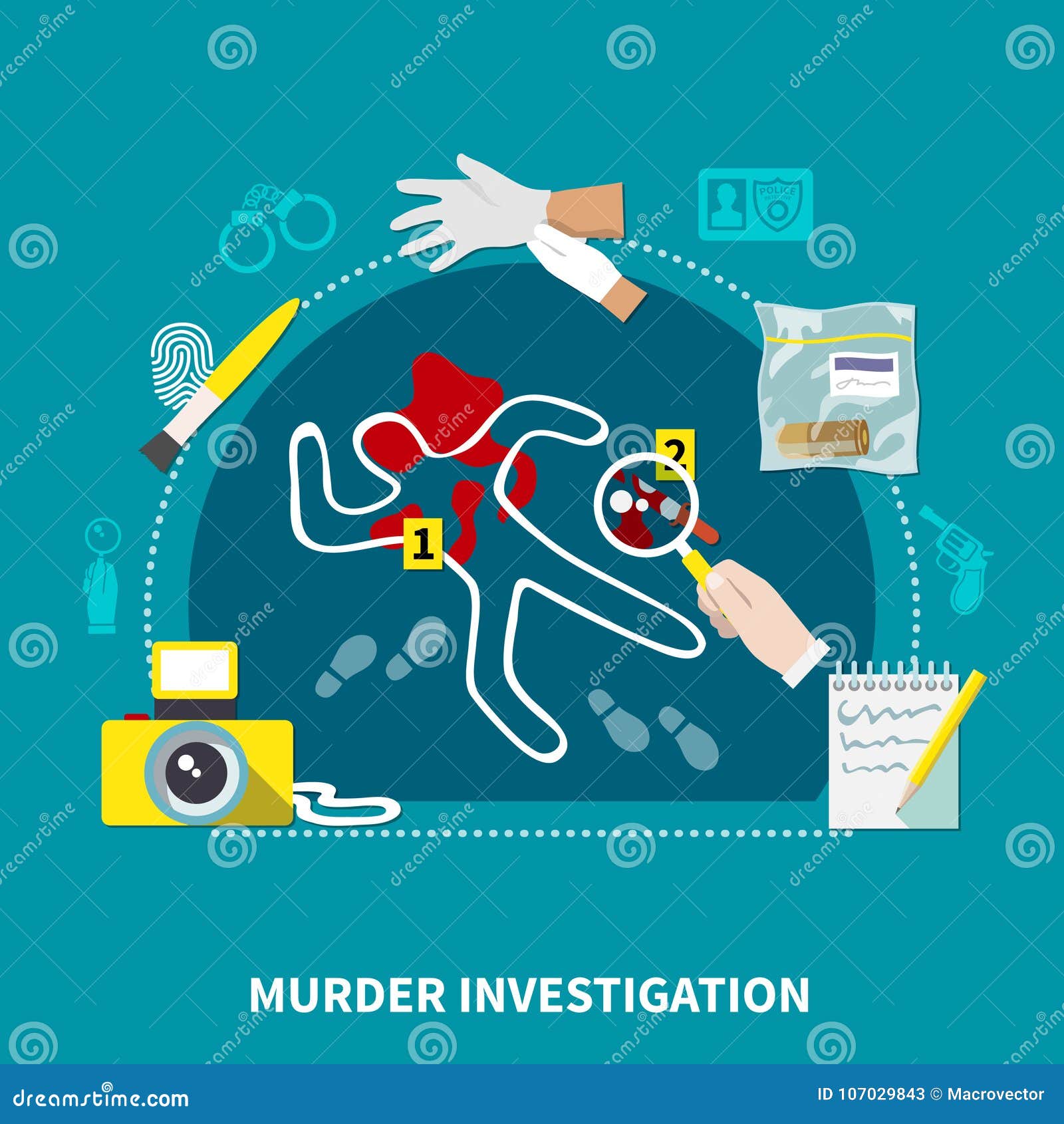 Detective Flat Composition stock vector. Illustration of criminal ...