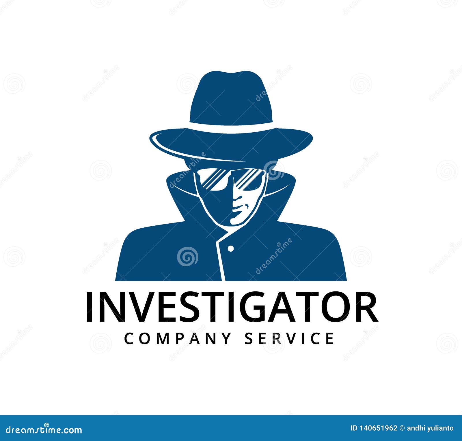 Detective with Glasses Investigation Service Vector Icon Logo Design ...