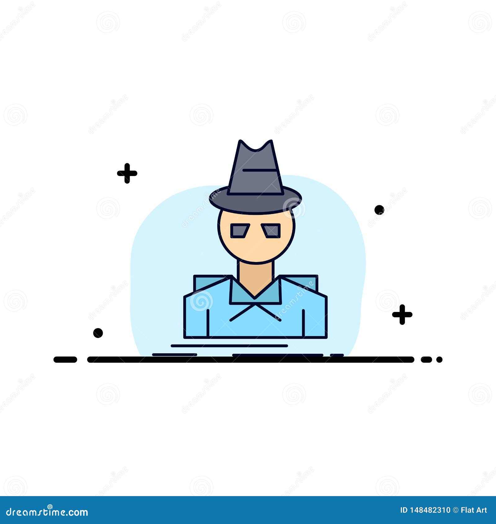 Detective, Hacker, Incognito, Spy, Thief Flat Color Icon Vector Stock ...