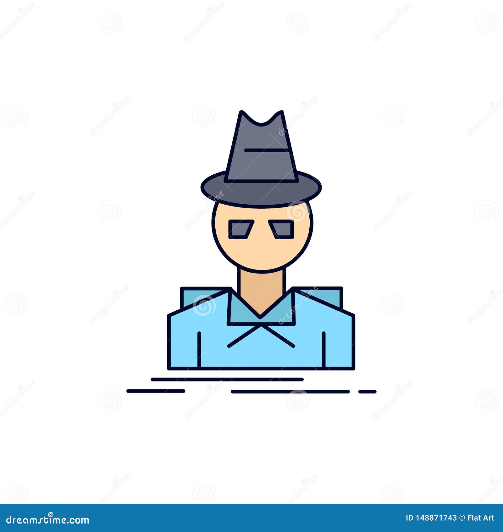 Detective, Hacker, Incognito, Spy, Thief Flat Color Icon Vector Stock ...