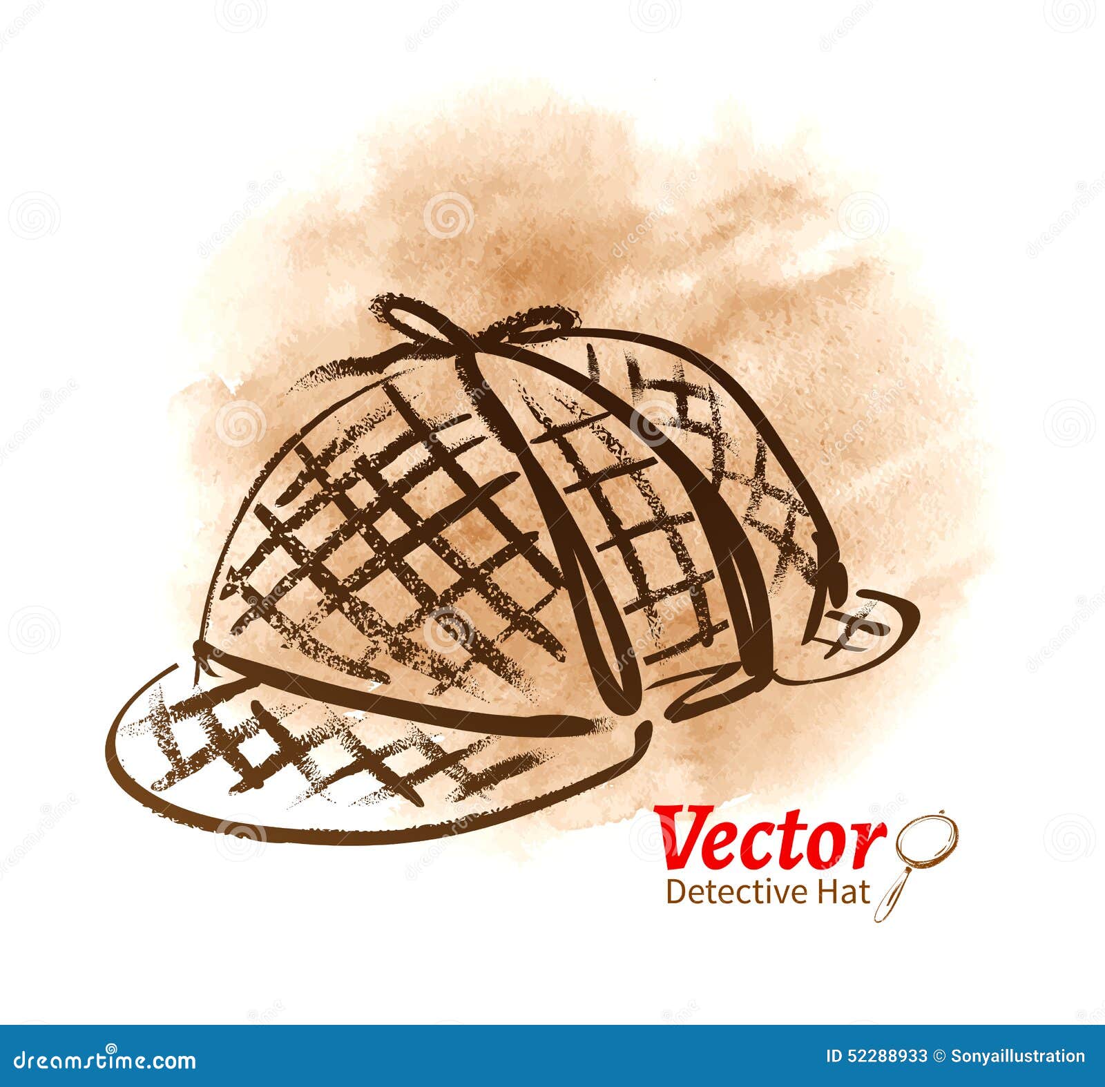 Detective hat stock vector. Illustration of brown, deerstalker - 52288933
