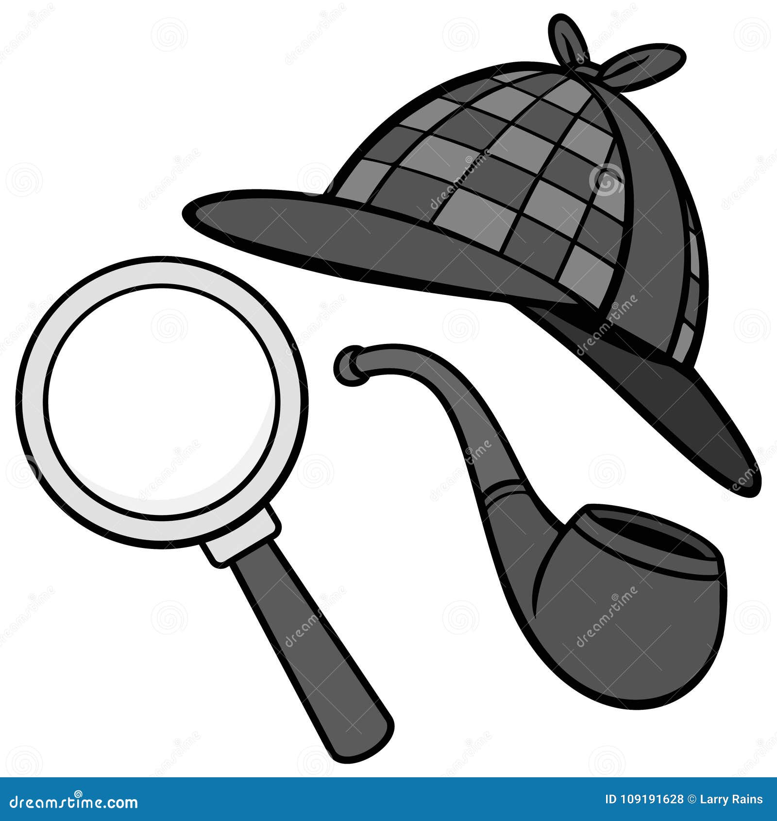 Detective Hat, Pipe and Magnifying Glass Illustration Stock Vector ...