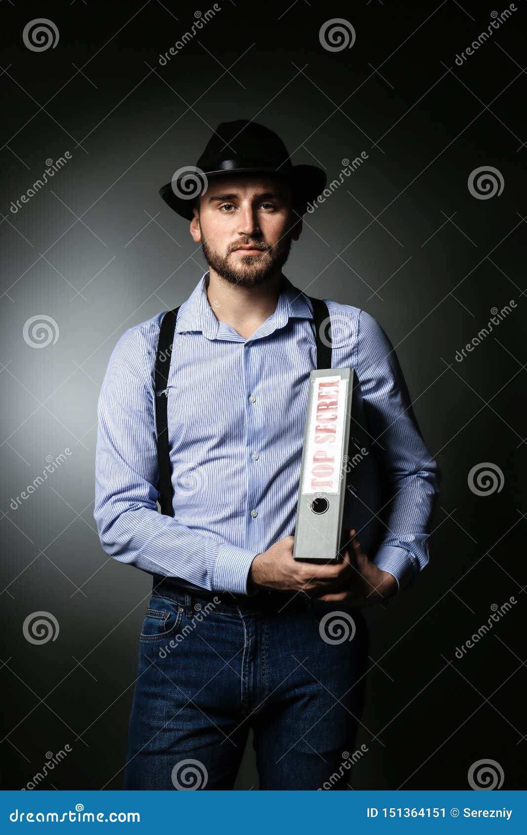 Detective Holding Sheet Of Paper With Exclamation And Interrogation ...