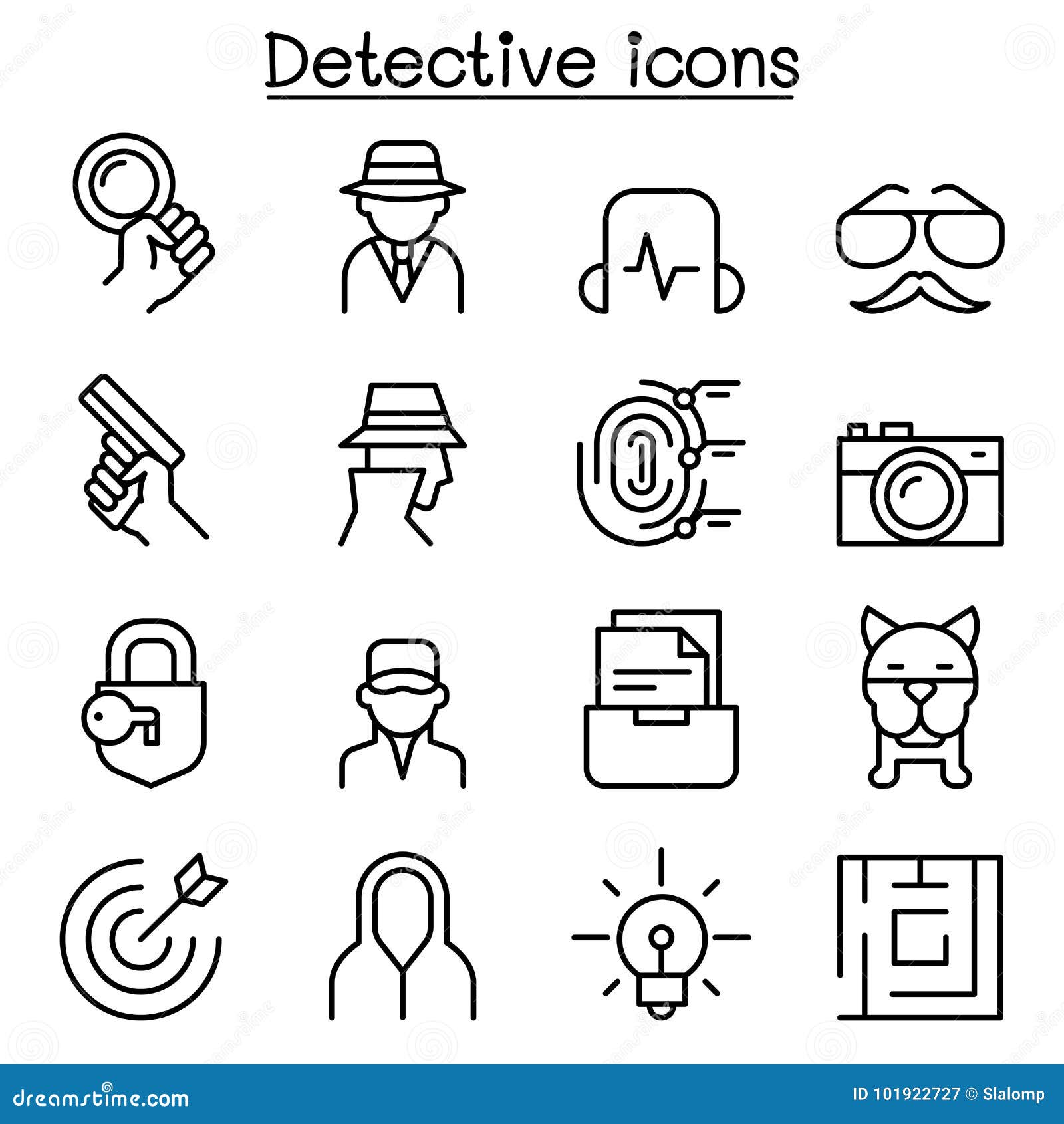 Detective Icon, Outline Style Vector Illustration | CartoonDealer.com ...