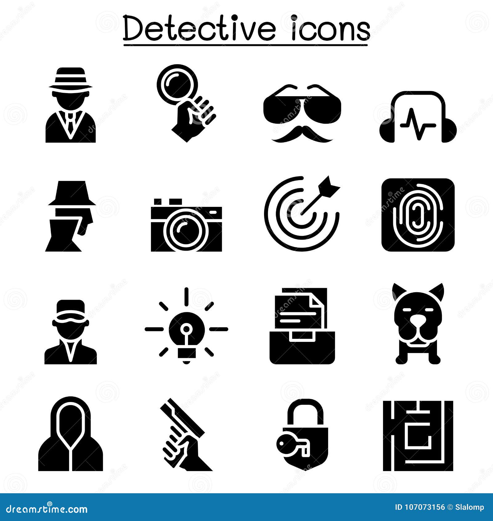 Detective Icon Set Vector Illustration Graphic Design Stock Vector ...