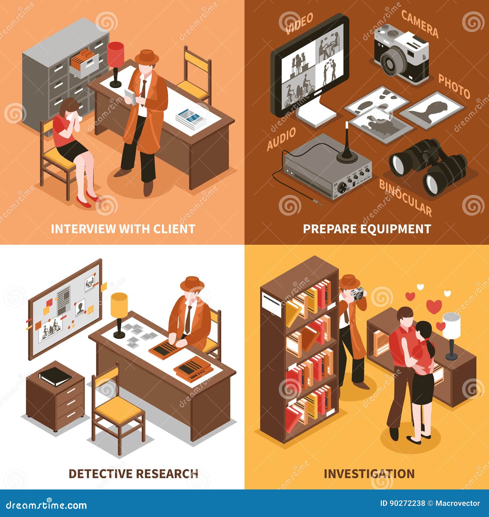 Detective Isometric Design Concept Ilustración del Vector - Ilustración ...