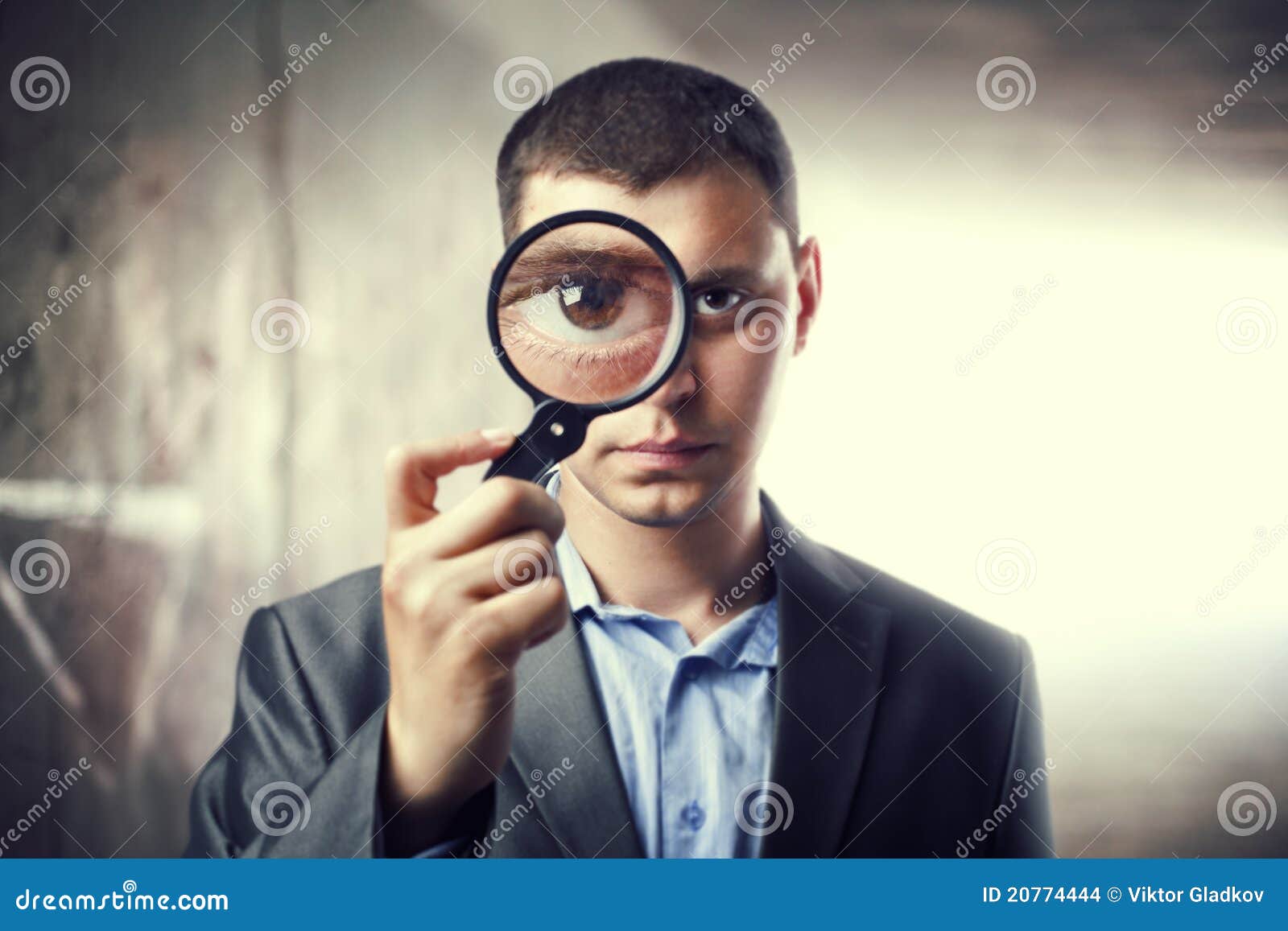 Detective Looking through Magnifying Glass Stock Photo - Image of human ...