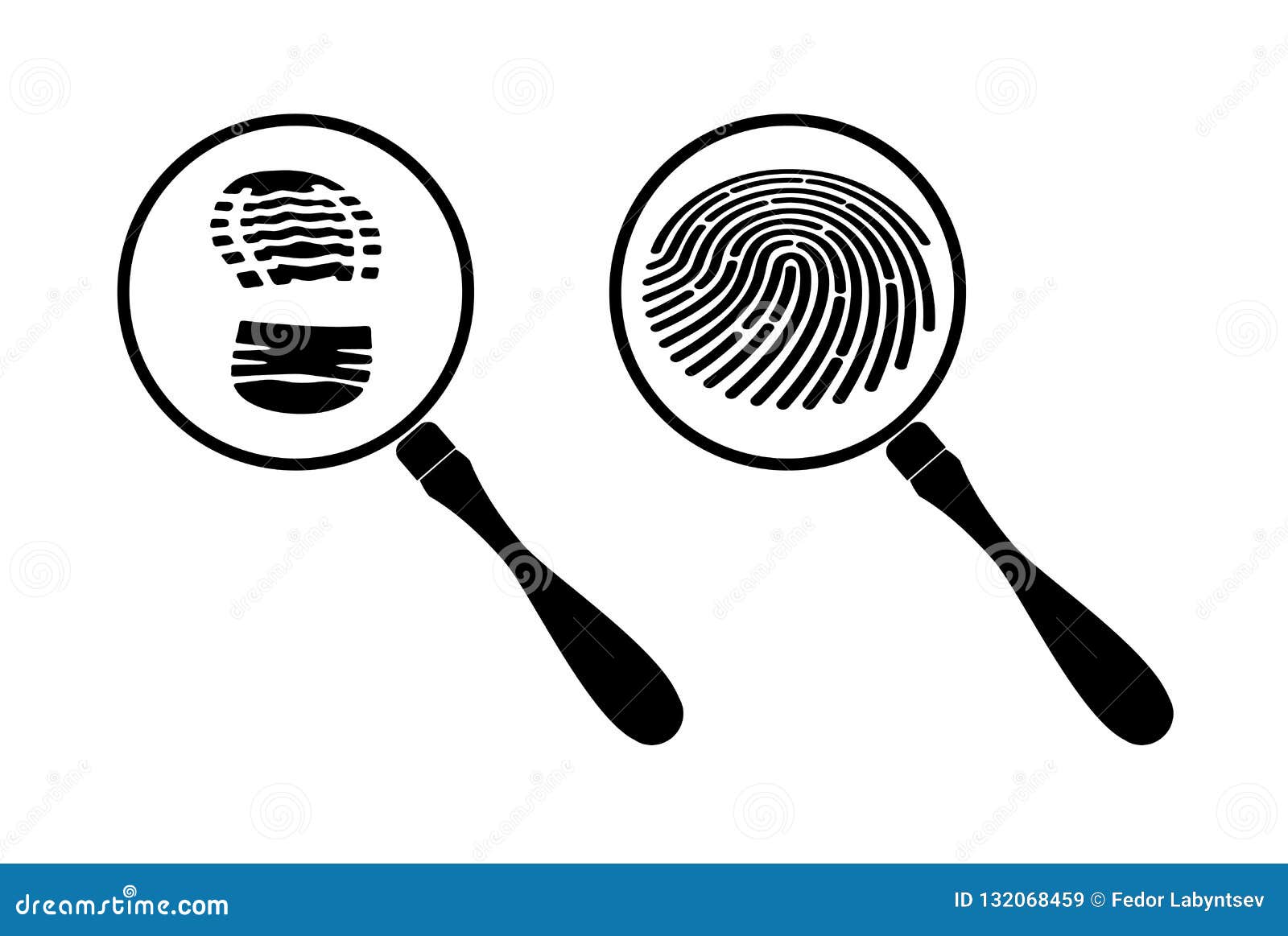 Detective Magnifier Icons with Fingerprint Inside. Stock Vector ...