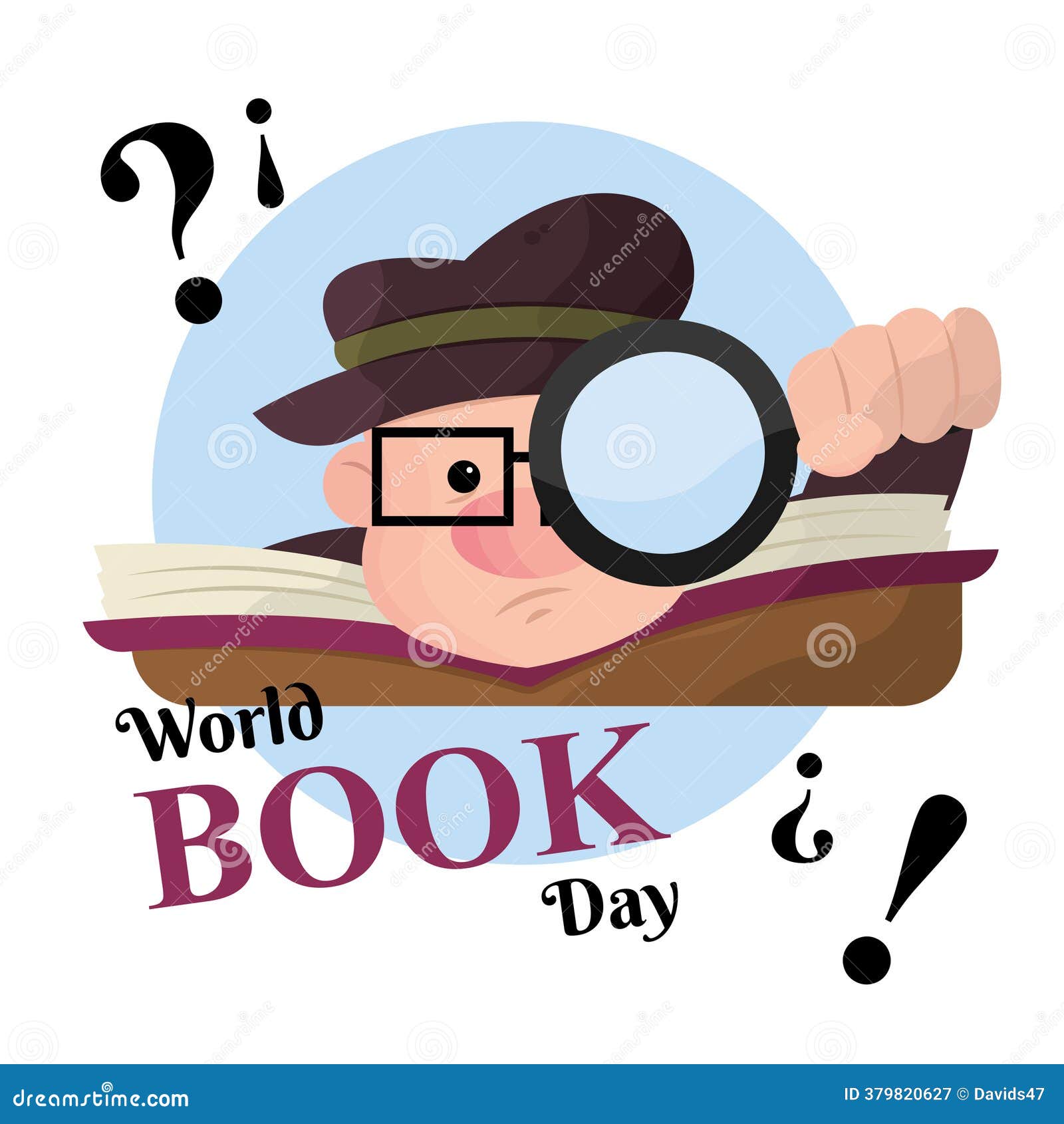 Detective Magnifier Icons With Fingerprint Inside. Cartoon Vector ...