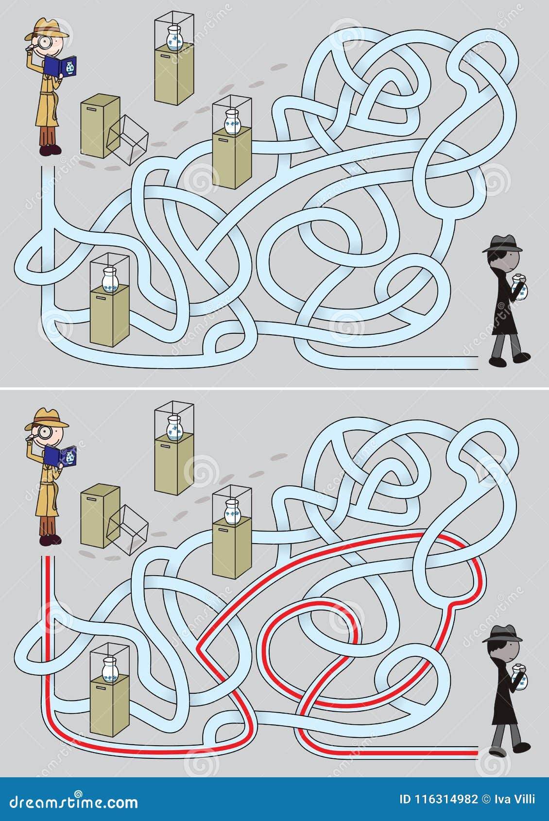 Detective Maze Vector Illustration | CartoonDealer.com #113432402