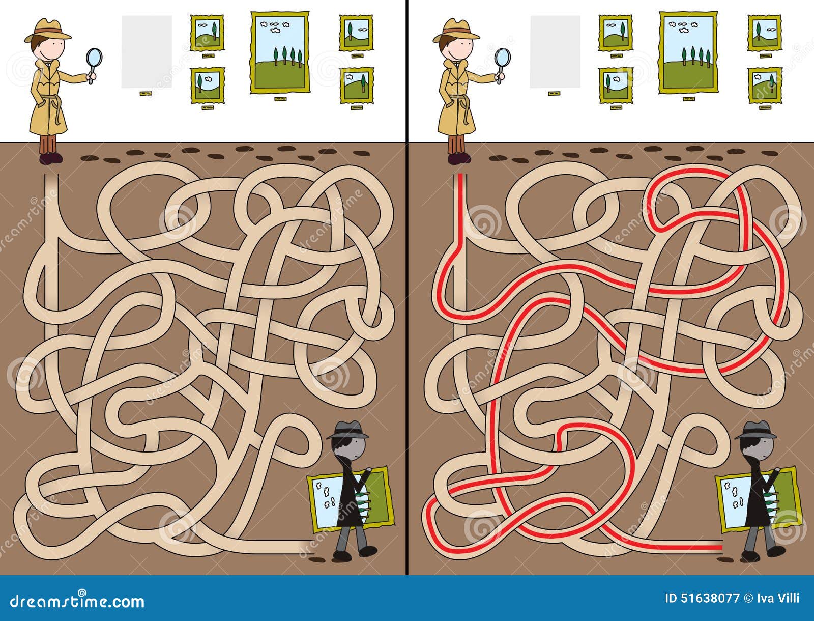 Detective Maze Vector Illustration | CartoonDealer.com #113432402