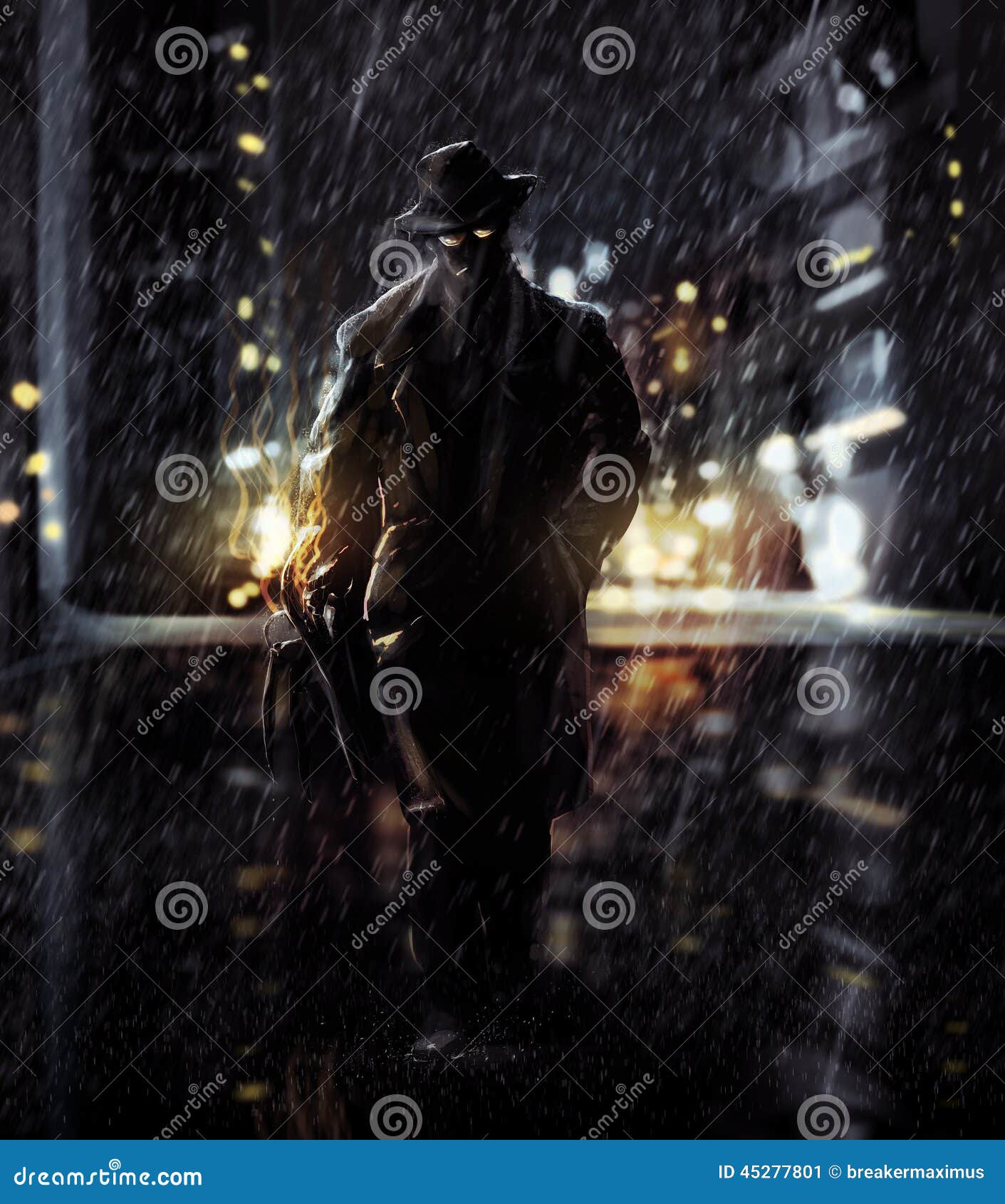 Futuristic Sci-fi Detective Noir Artwork. Stock Image | CartoonDealer ...