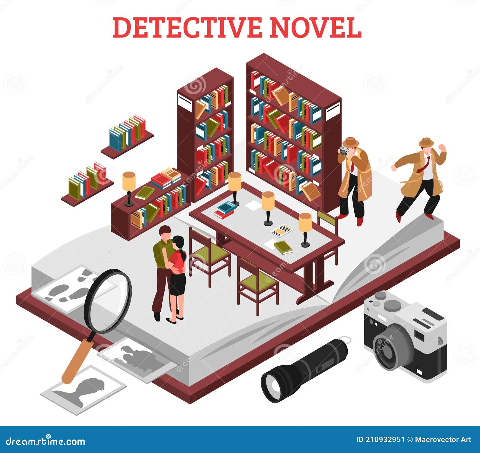 Detective Novel Design Concept Stock Vector - Illustration of article ...