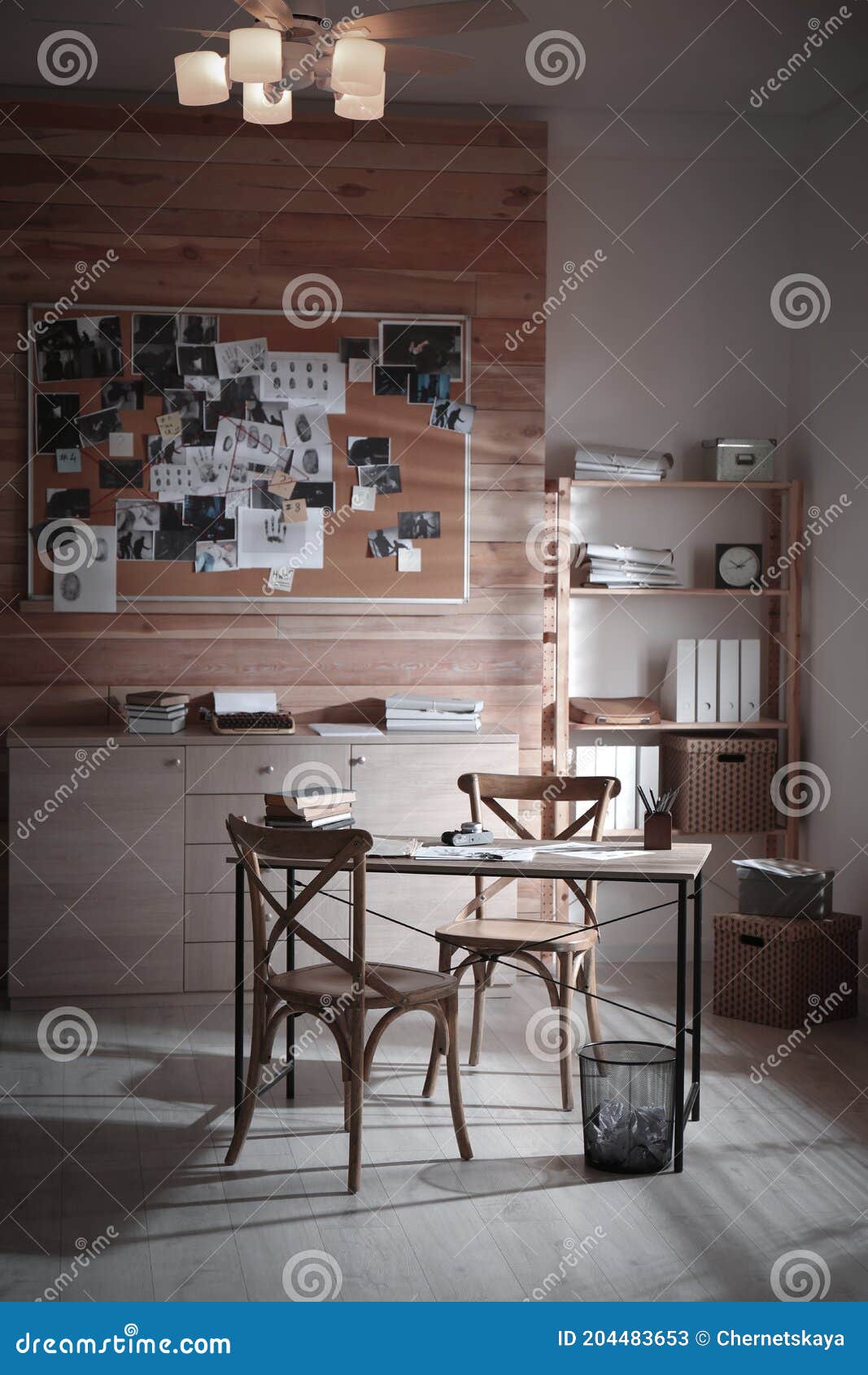 Detective Office Interior With Evidence Board On Wall Royalty-Free ...