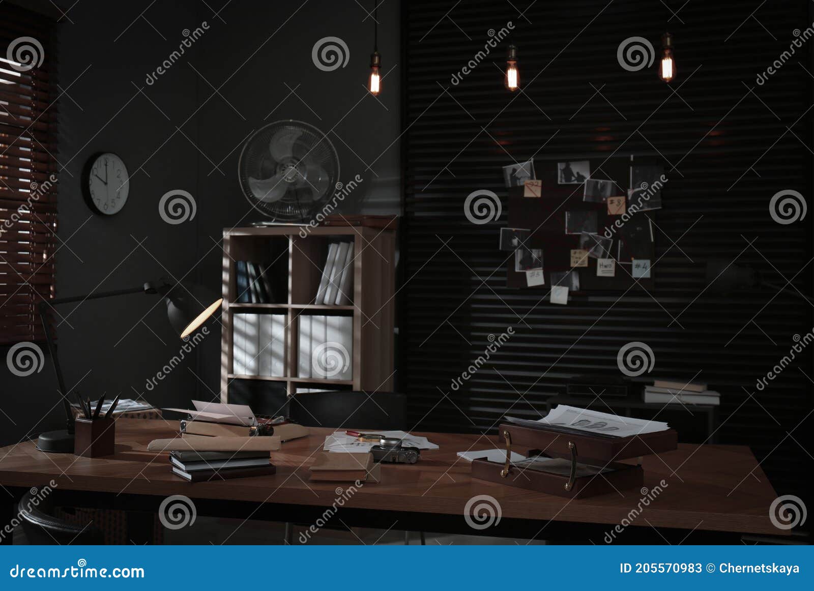 Detective Office Interior with Evidence Board on Wall Stock Image ...